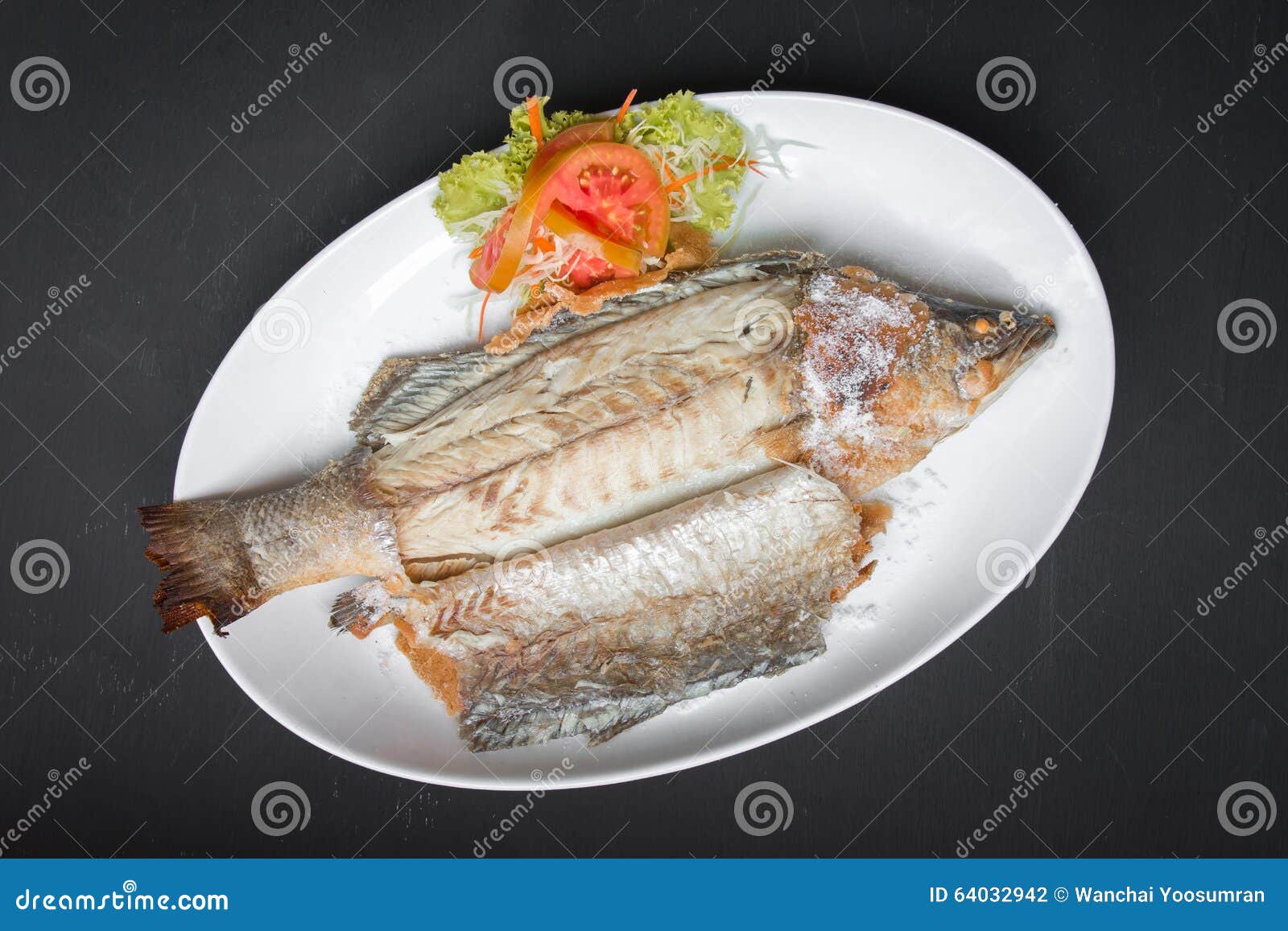 Grilled snapper with salt stock photo. Image of grilled - 64032942