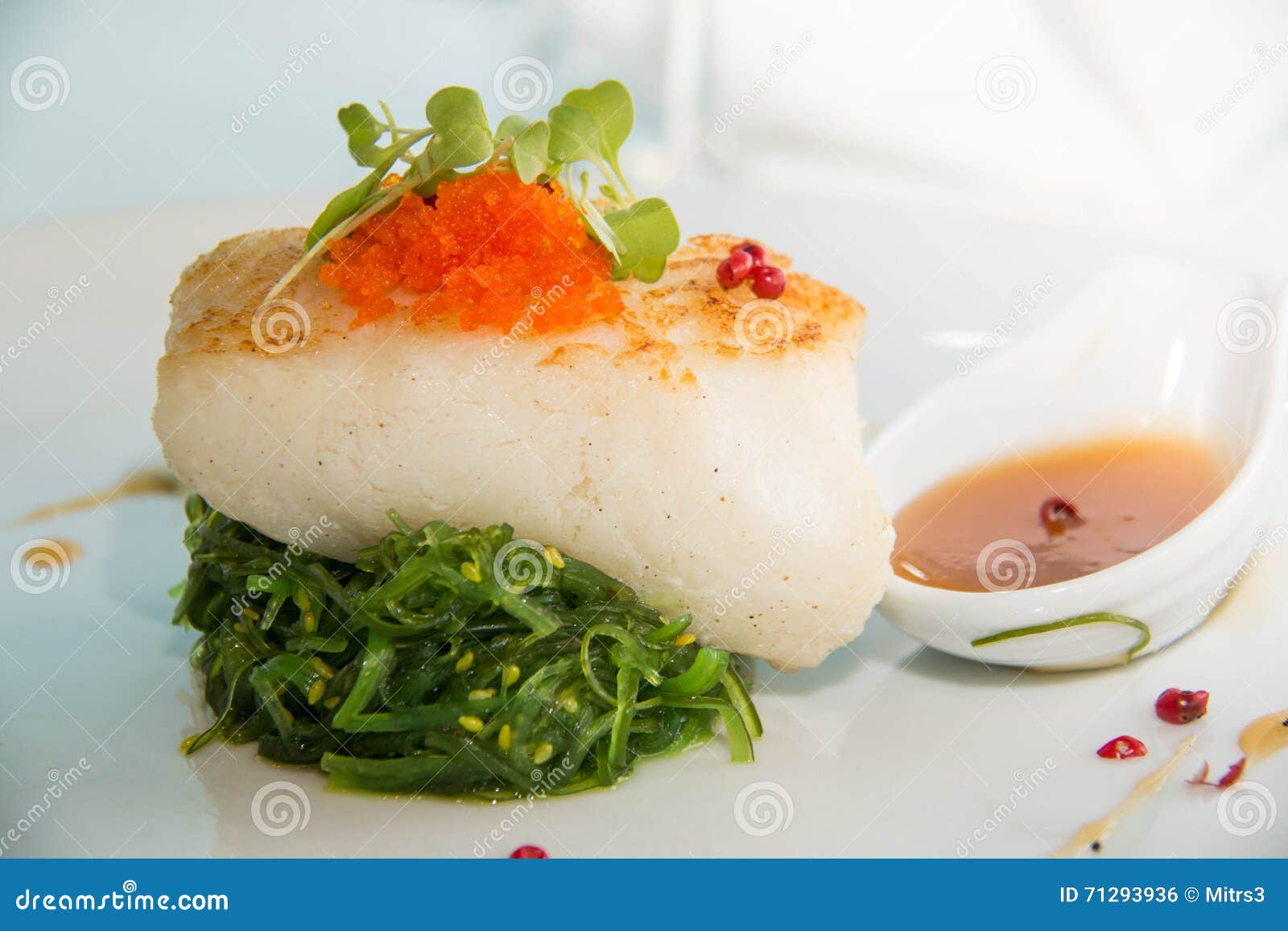 Grilled Snow Fish with Sauce. Stock Photo - Image of fillet, fish: 71293936