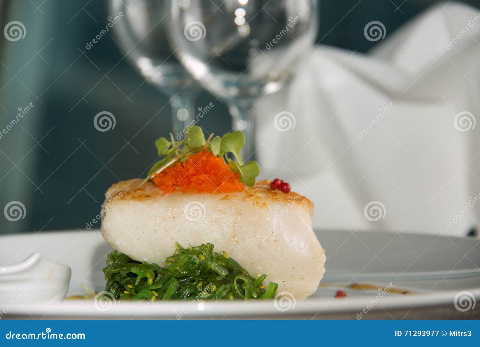 Grilled Snow Fish with Sauce. Stock Image - Image of cuisine, healthy ...