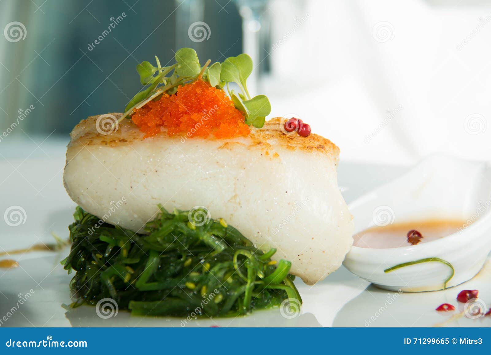 Grilled Snow Fish with Sauce. Stock Image - Image of luxury, healthy ...