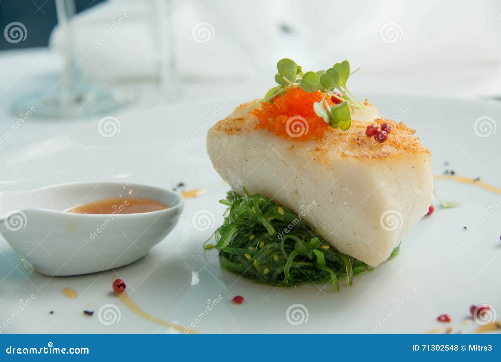 Grilled Snow Fish with Sauce. Stock Photo - Image of gourmet, snow ...