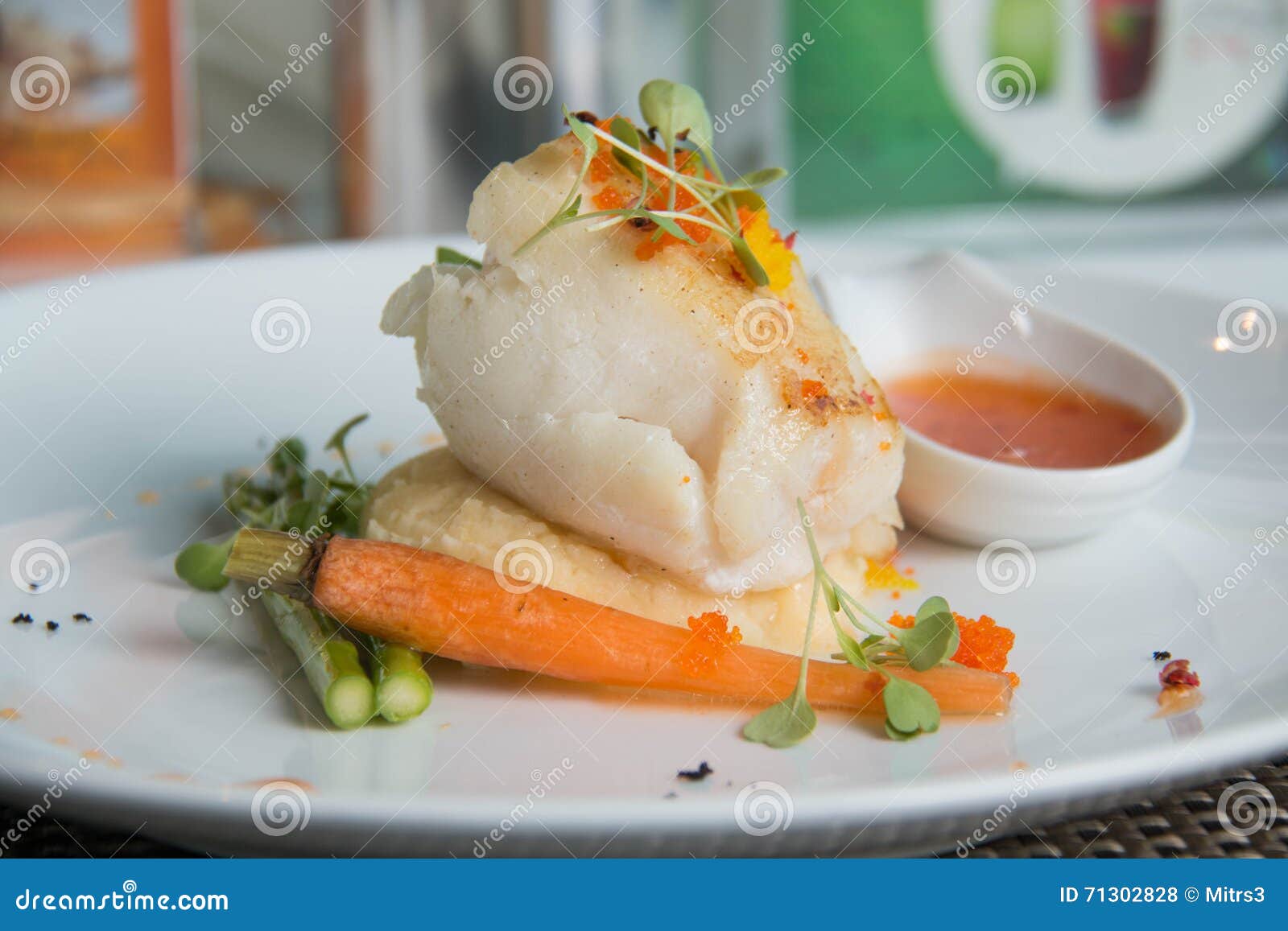 Grilled Snow Fish with Sauce. Stock Photo - Image of snow, lunch: 71302828