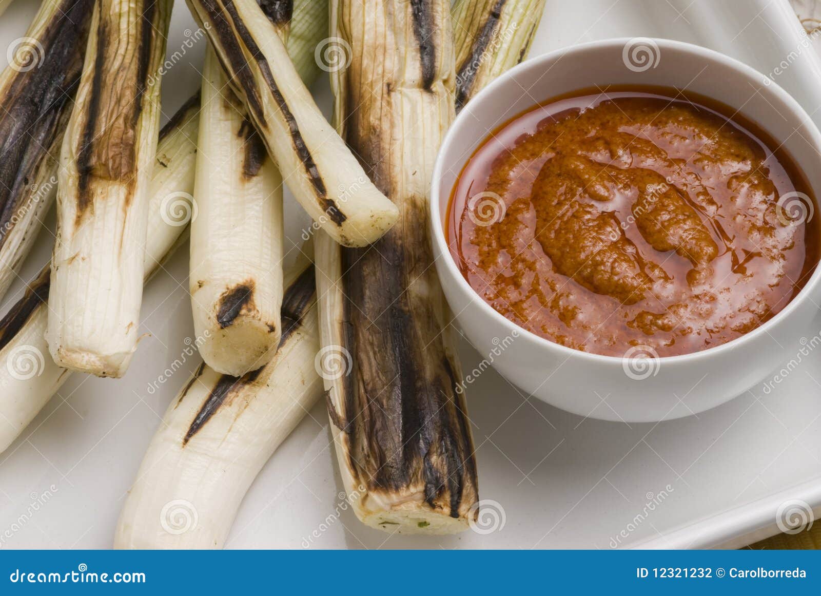 Grilled Spring Onions.Spanish Cuisine. Stock Photo - Image of life ...