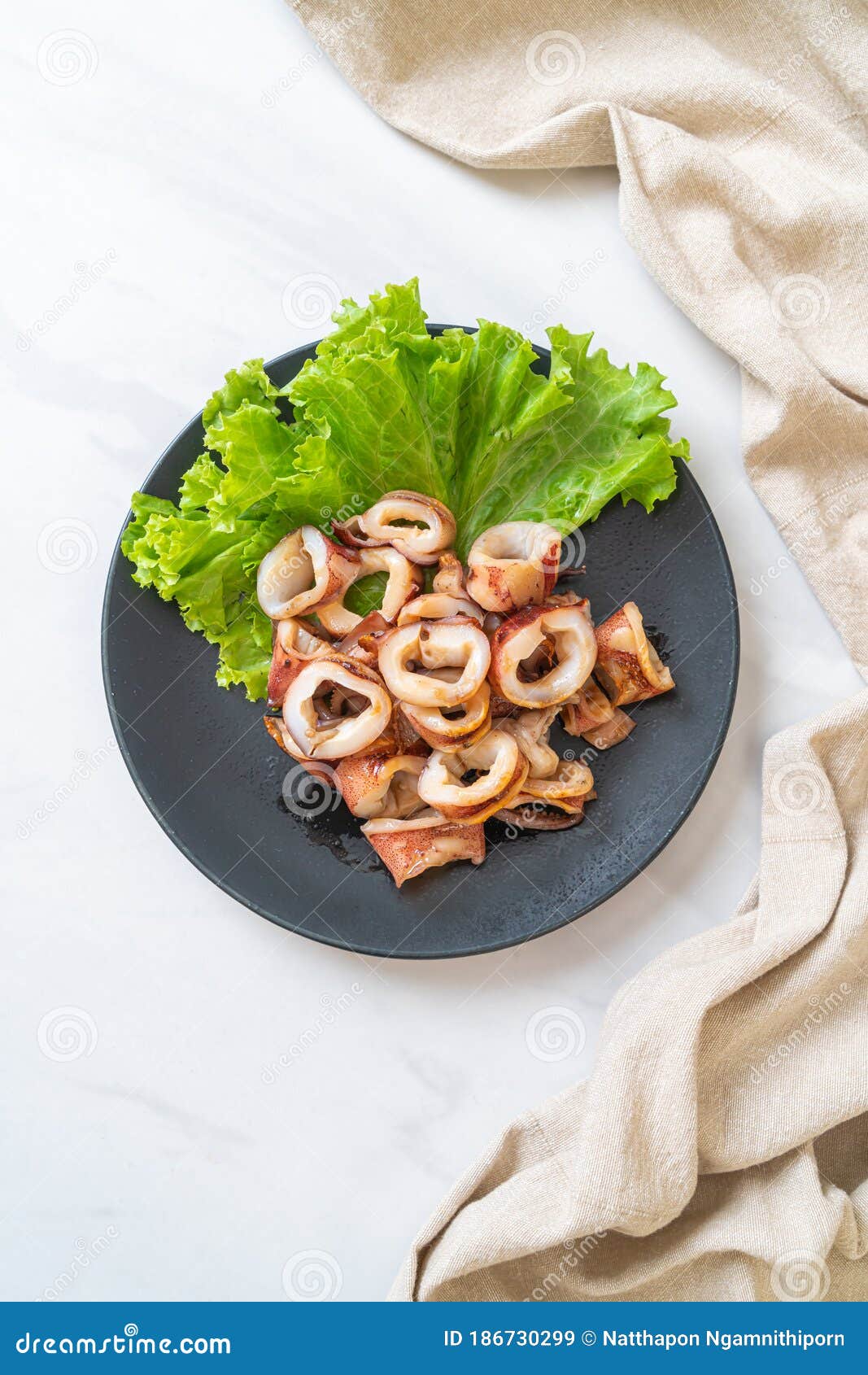 Grilled squid on plate stock image. Image of asian, delicious - 186730299