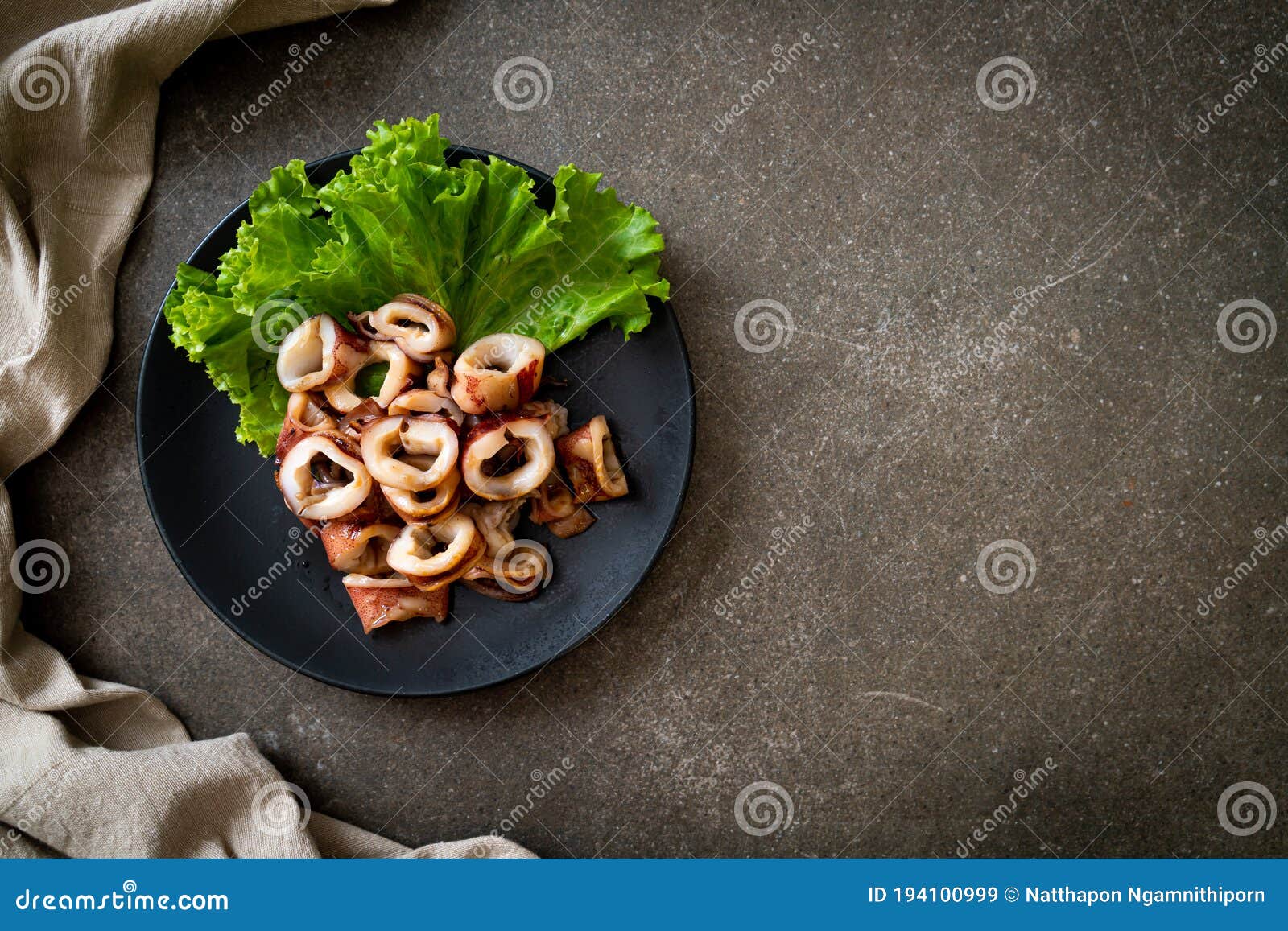 Grilled squid on plate stock image. Image of cook, gourmet - 194100999