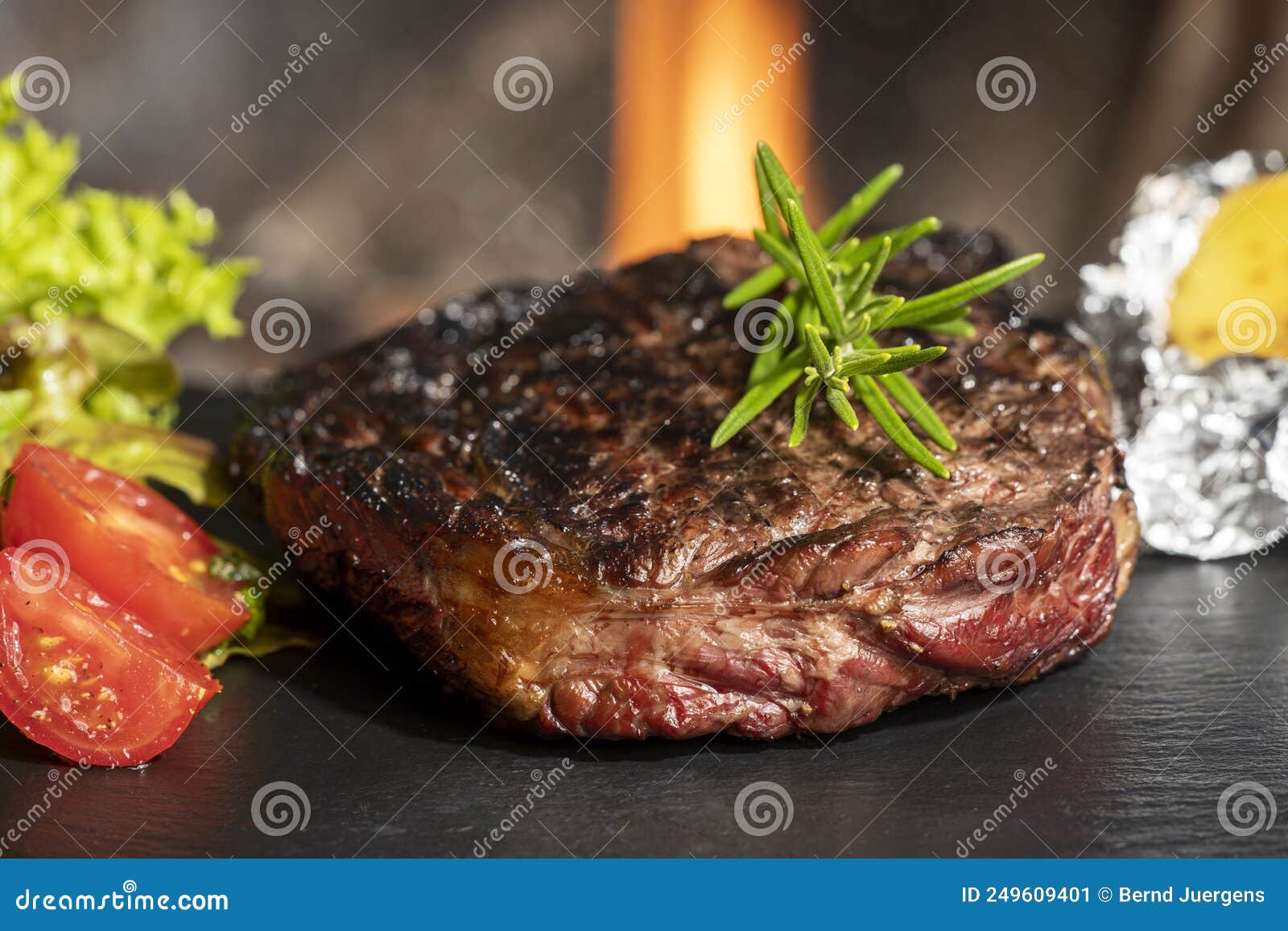 Grilled steak stock image. Image of fire, juicy, gourmet - 249609401