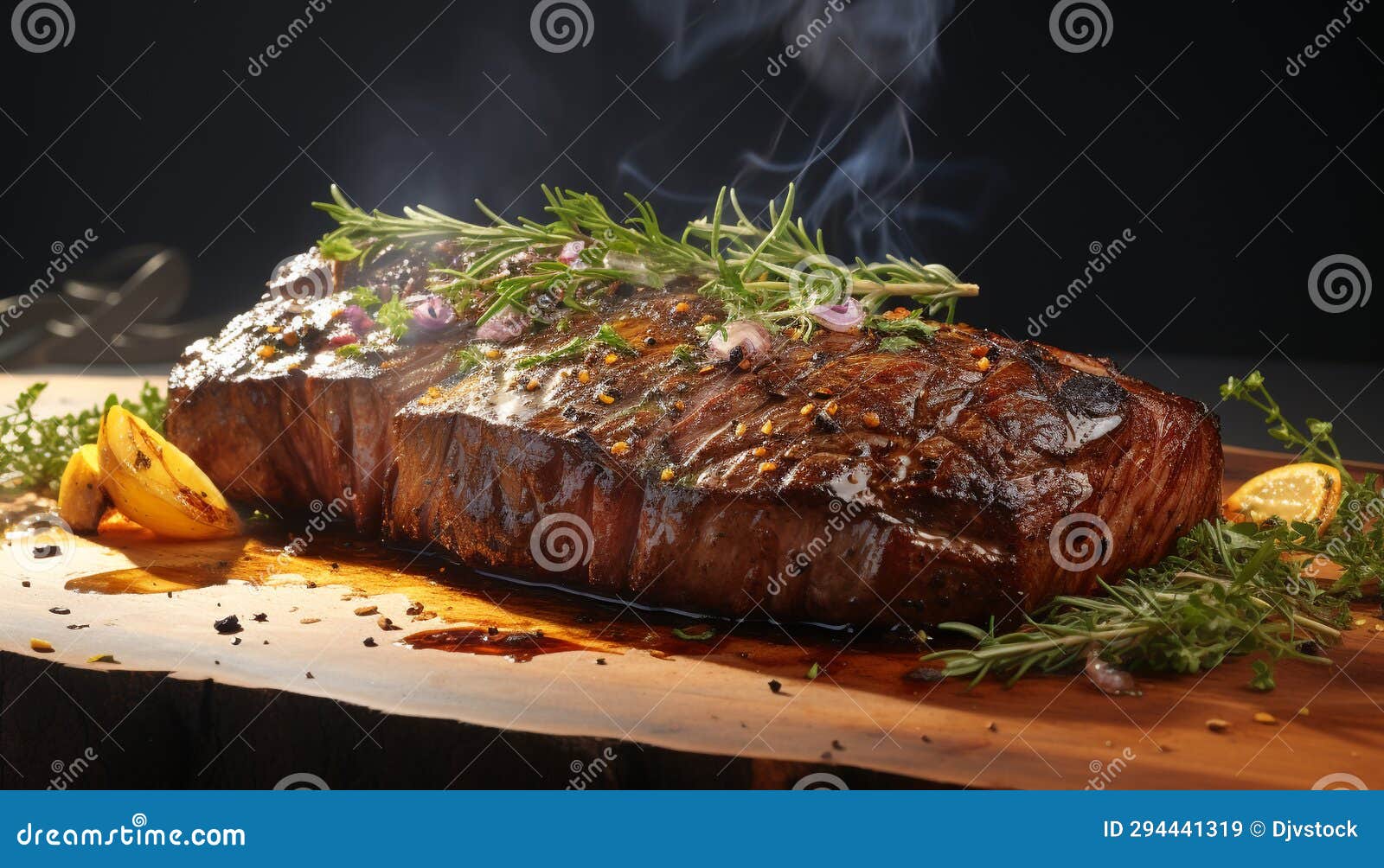 Grilled Steak, Cooked Rare, a Gourmet Meal on a Plate Generated by AI ...