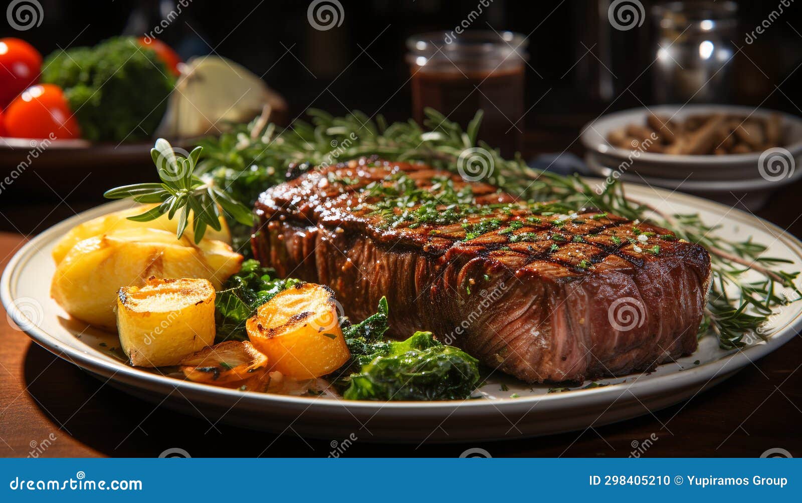 Grilled Steak, Cooked To Perfection, a Gourmet Main Course Generated by ...