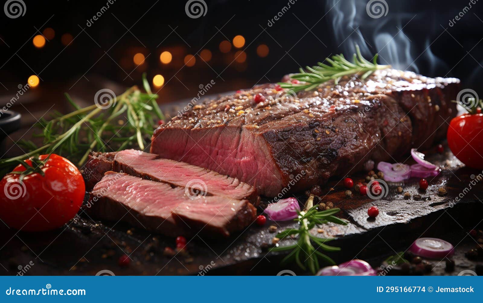 Grilled Steak, Juicy and Rare, Ready To Eat on Rustic Table Generated ...