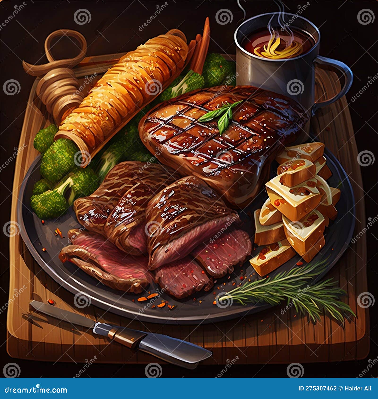 Grilled Steak And Roast Chicken Delicious Food Choices Generative Ai