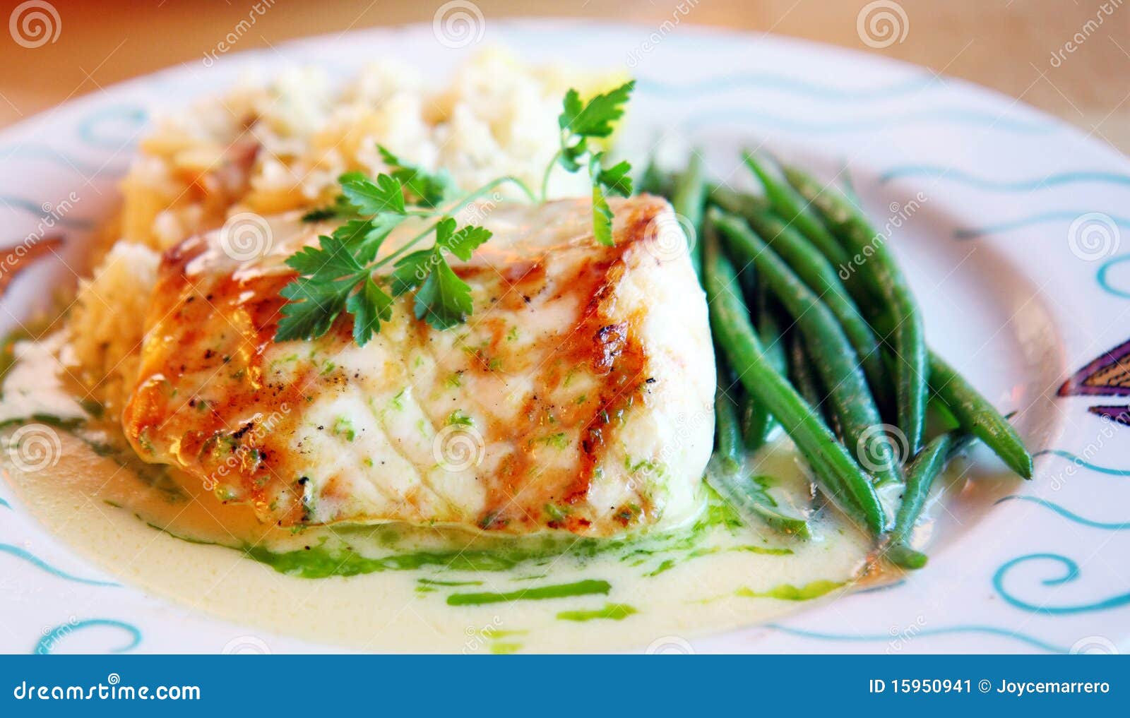 Grilled Sturgeon with Green Beans Stock Image - Image of seafood ...
