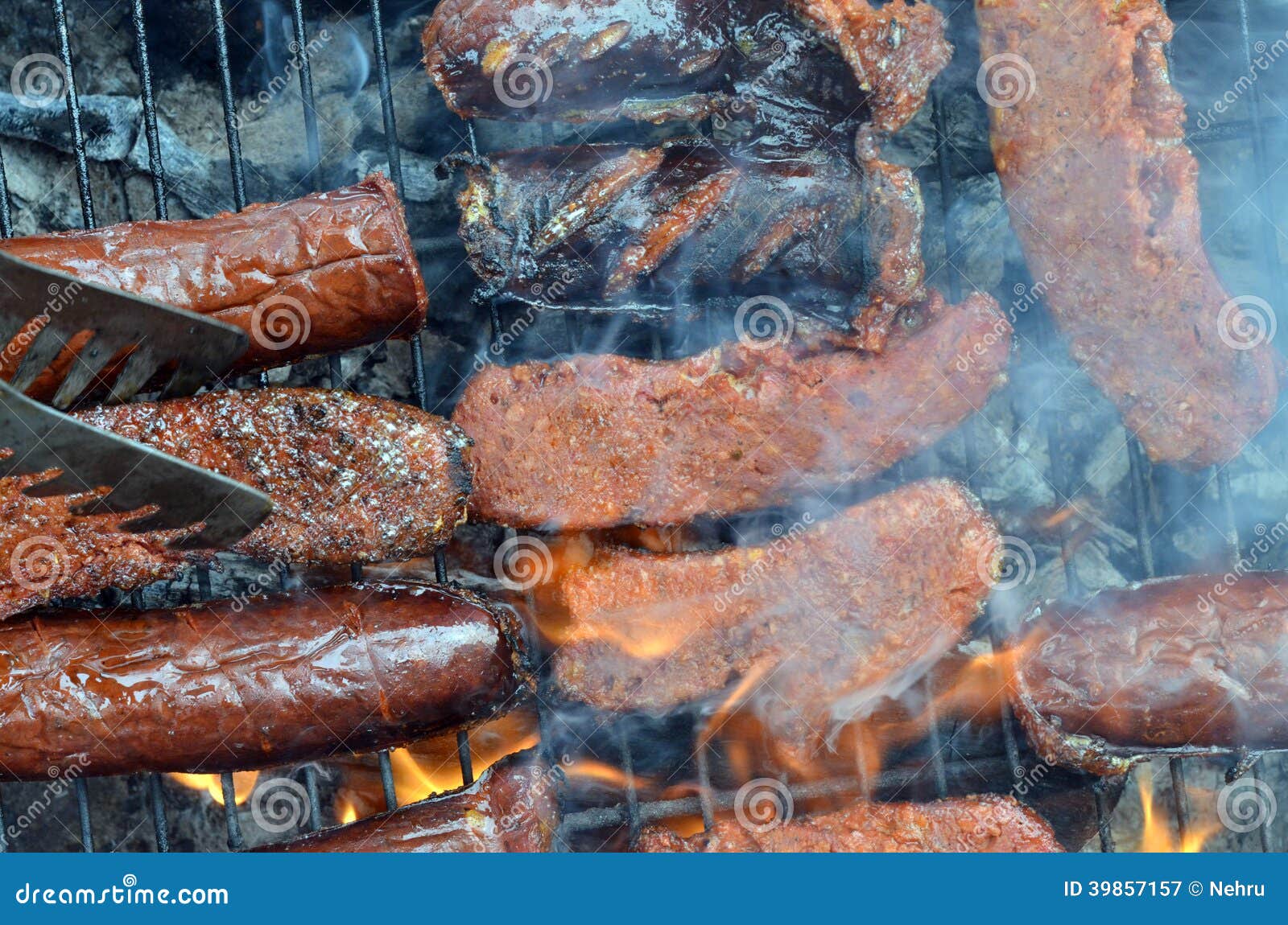 Grilled sucuk stock image. Image of barbecuing, outdoor - 39857157