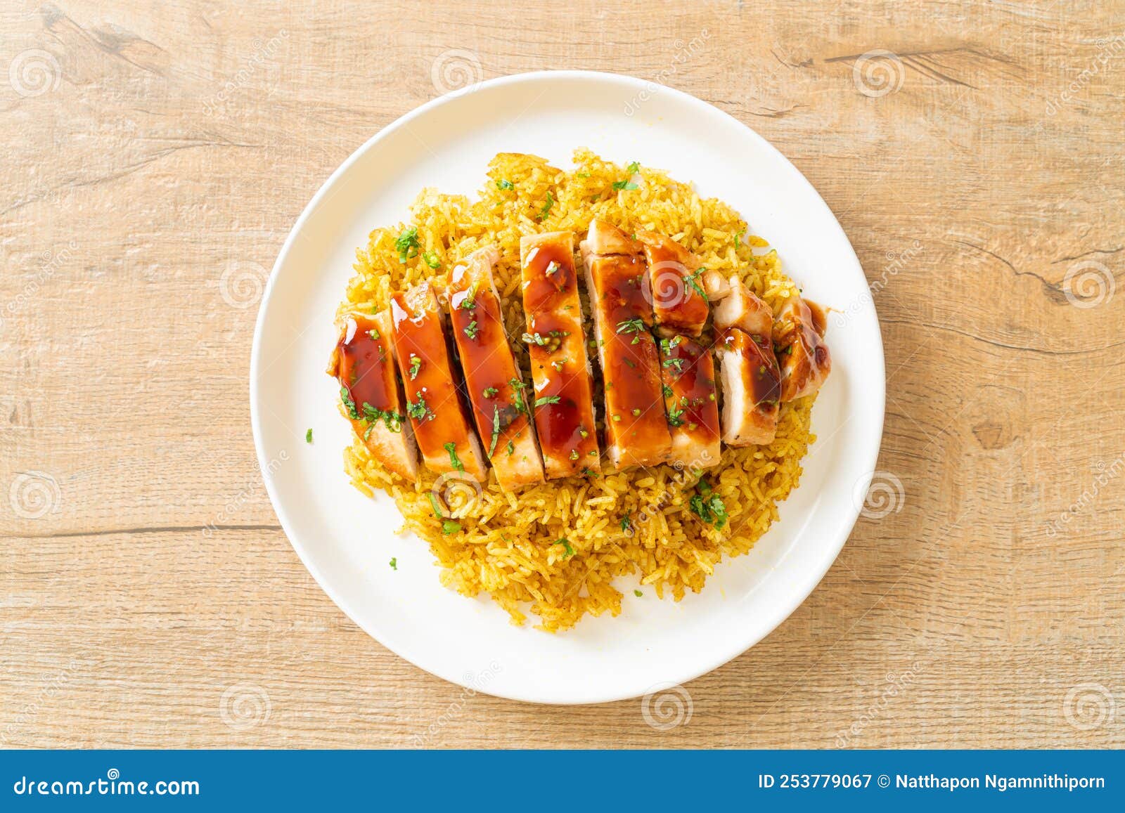 Grilled Sweet and Chilli Chicken with Curry Rice Stock Image - Image of ...
