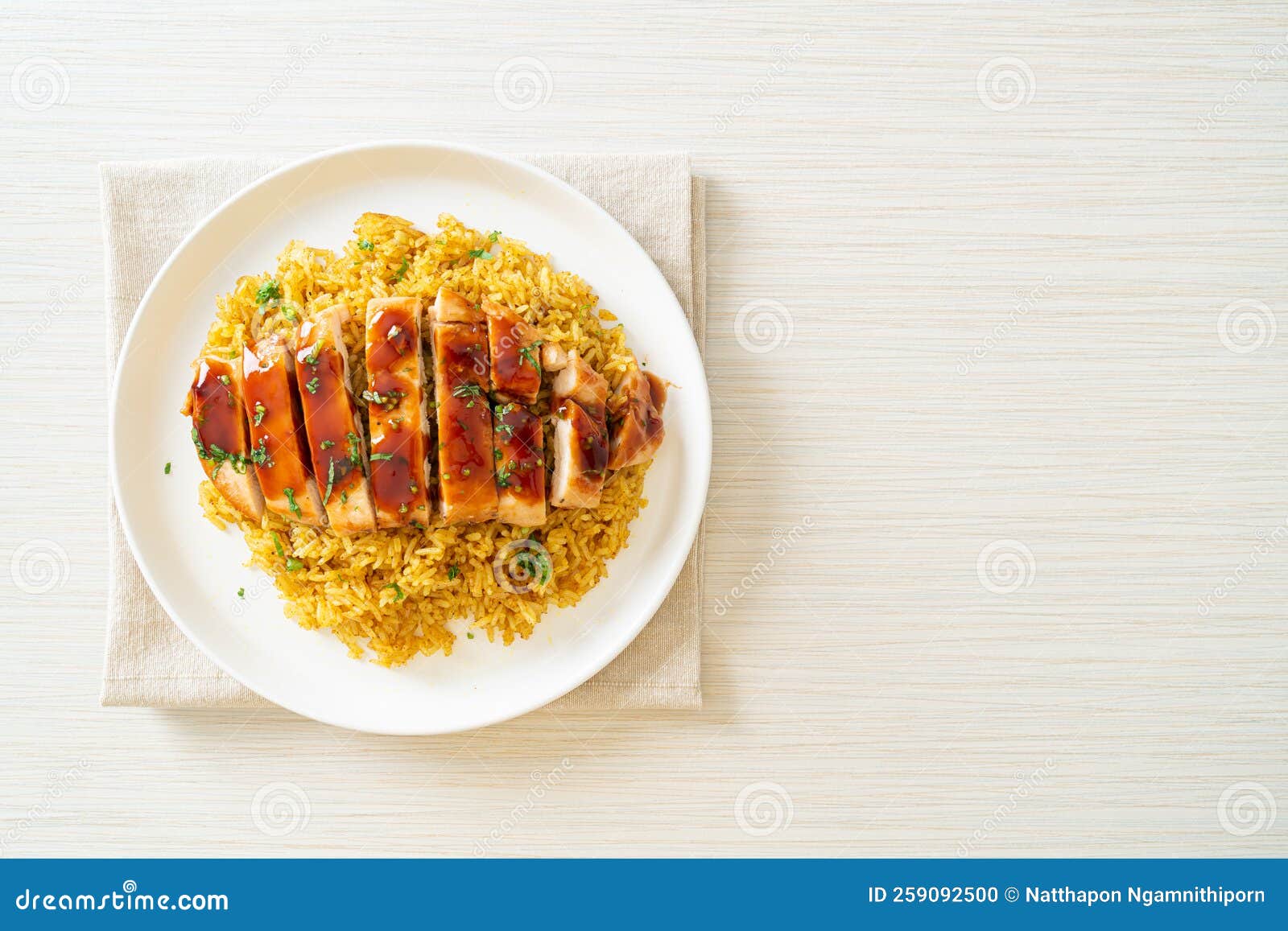 Grilled Sweet and Chilli Chicken with Curry Rice Stock Photo - Image of ...