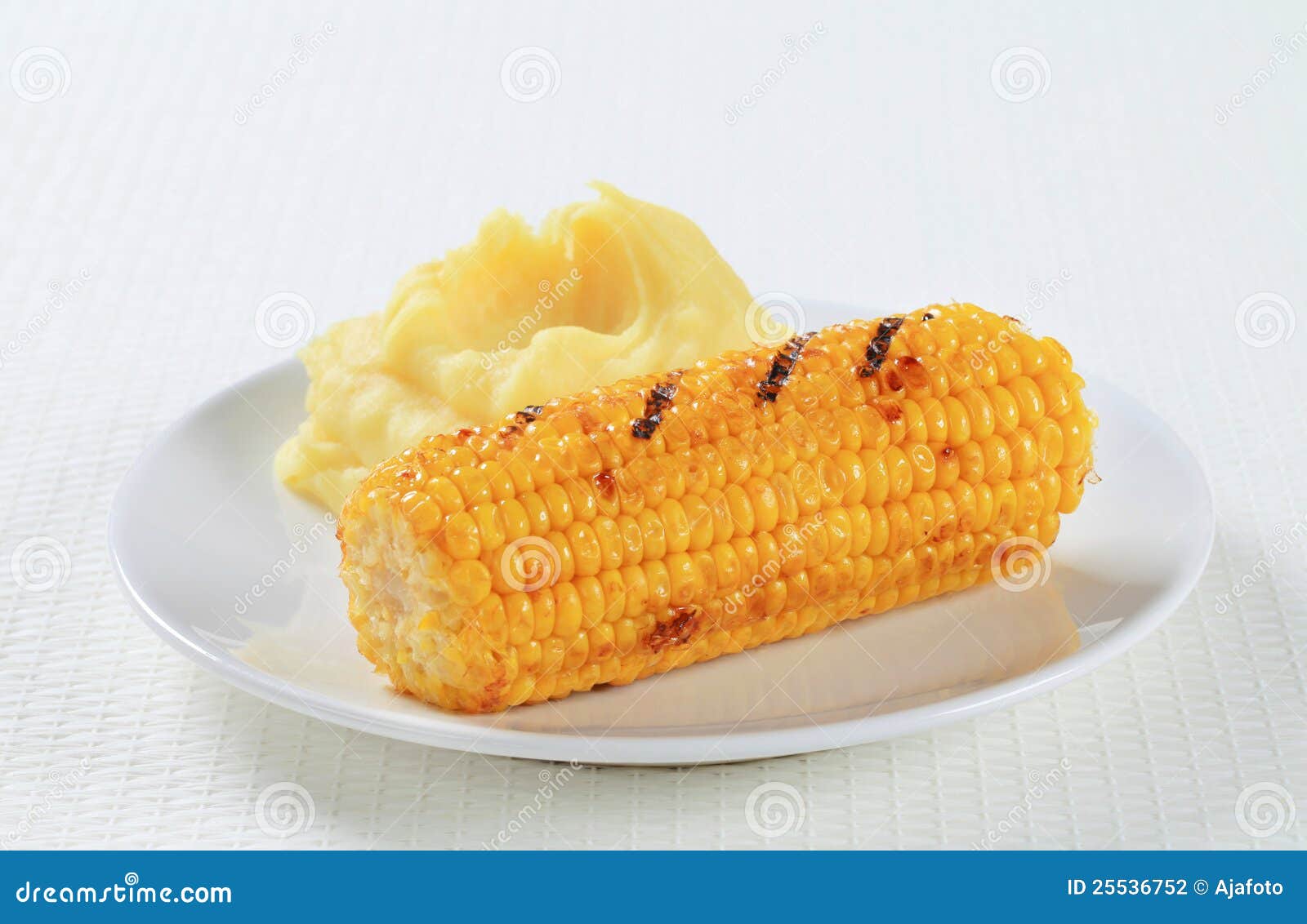 Grilled Sweet Corn with Mashed Potato Stock Photo - Image of pureed ...