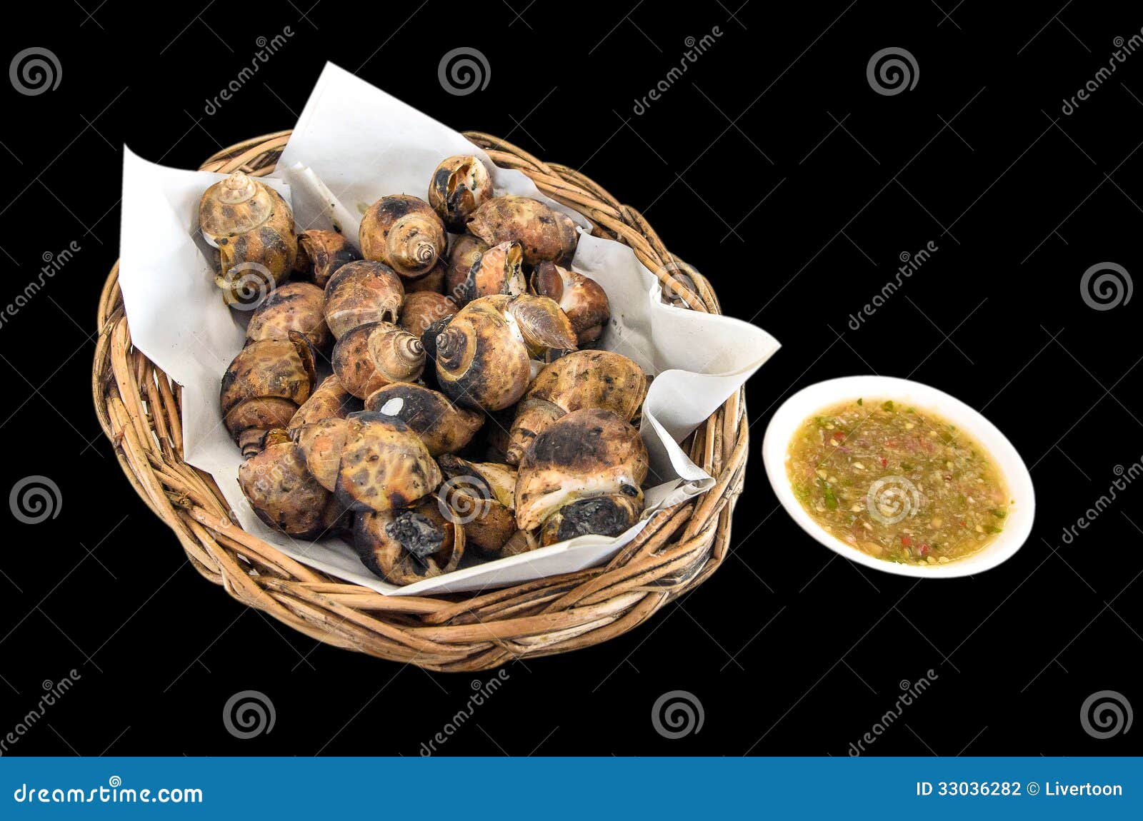 Grilled Thai Escargot Shells with Seafood Dipping Sauce Stock Photo ...