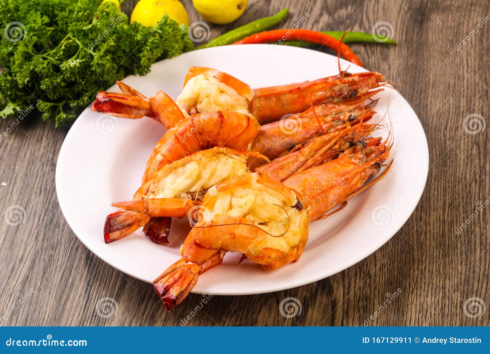 Grilled tiger prawn stock image. Image of gourmet, dinner - 167129911