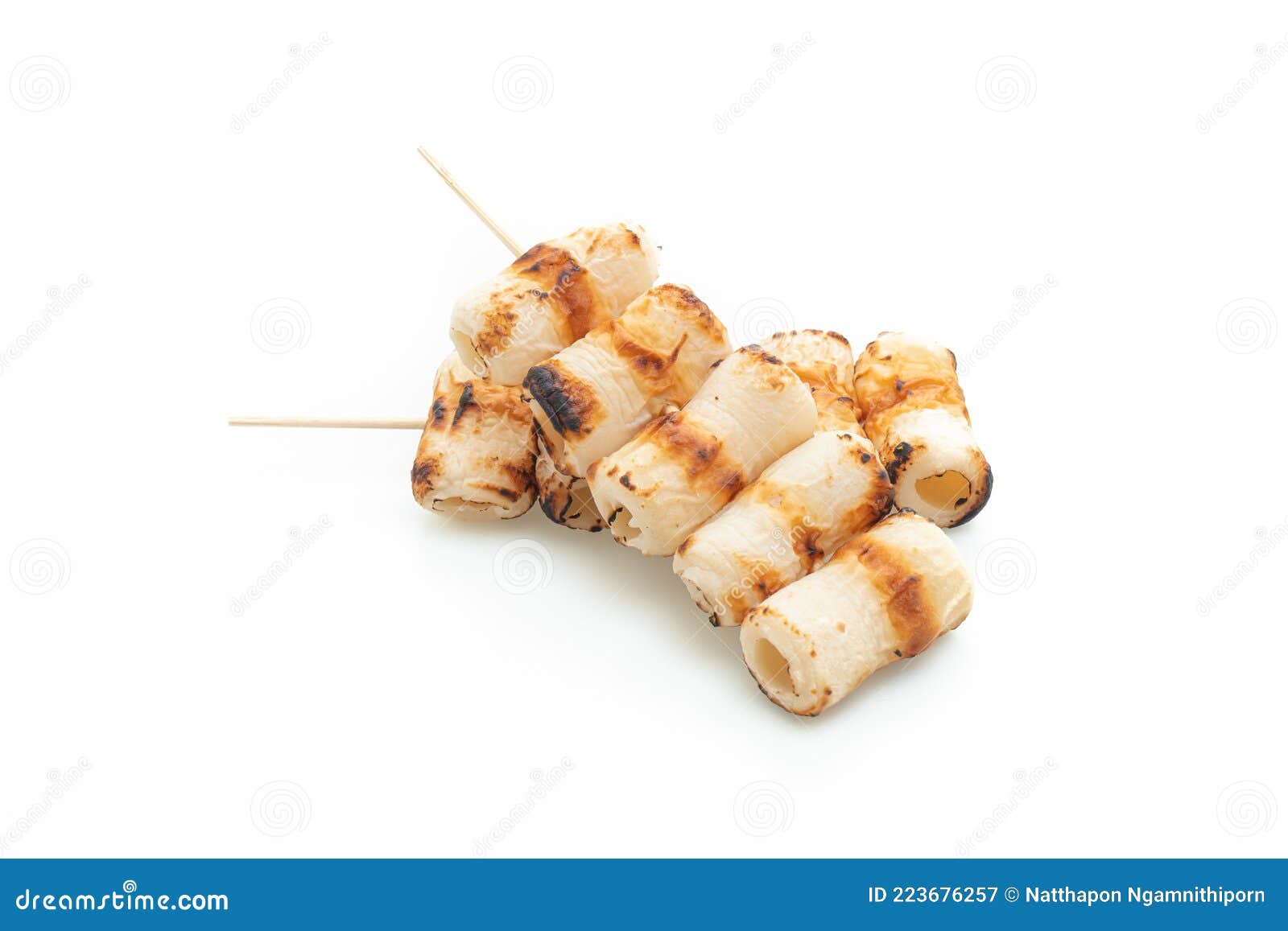 Grilled Tube Shaped Fish Paste Cake Skewer Stock Image - Image of ...