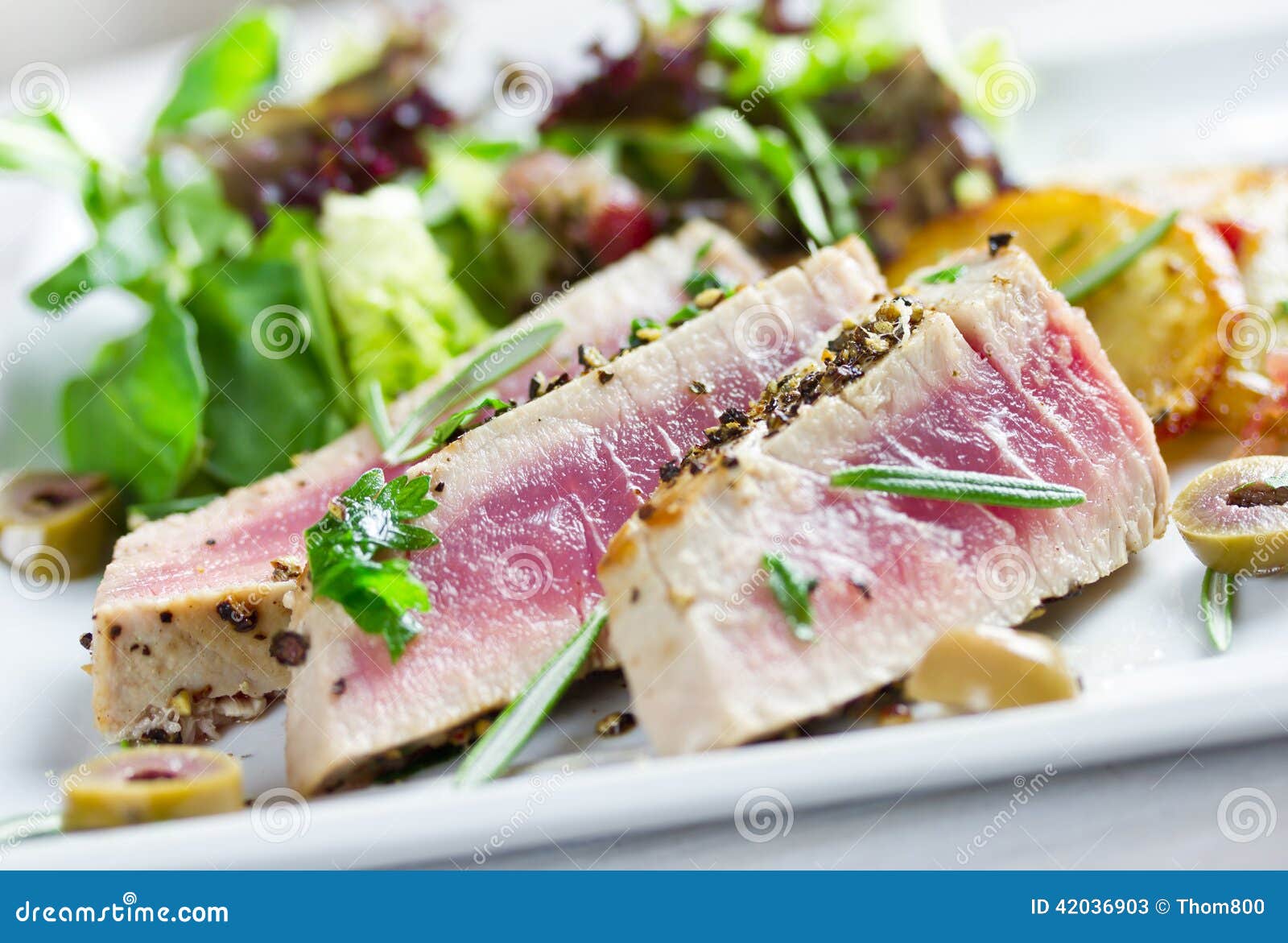 Grilled tuna stock image. Image of gourmet, salad, sashimi - 42036903