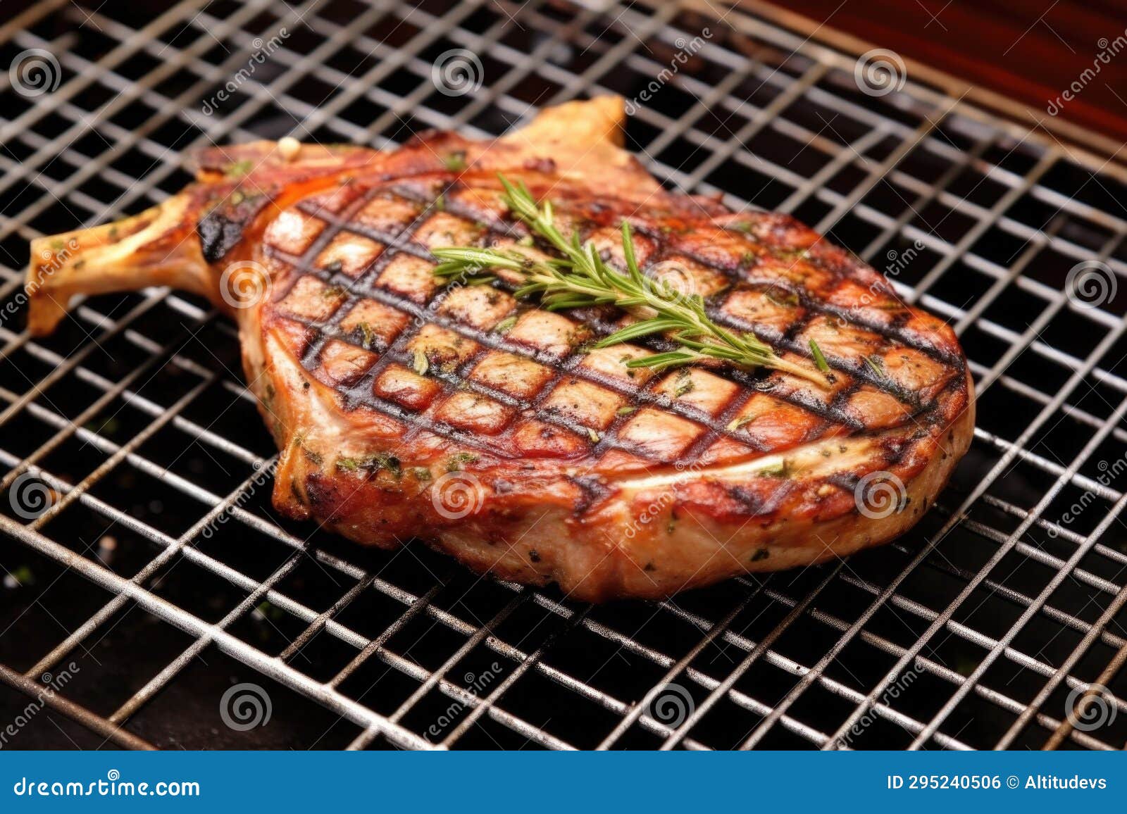 Grilled Veal Chop with Grill Grid Pattern Visible Stock Photo - Image ...