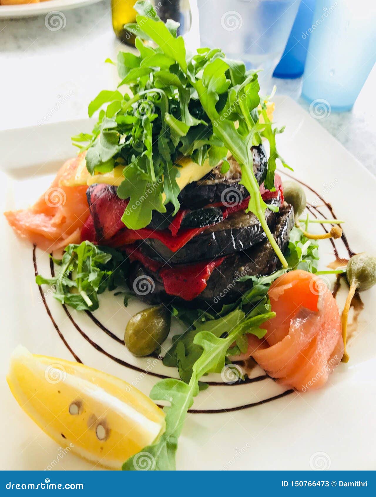 Grilled Vegetable Stack stock image. Image of rocket - 150766473