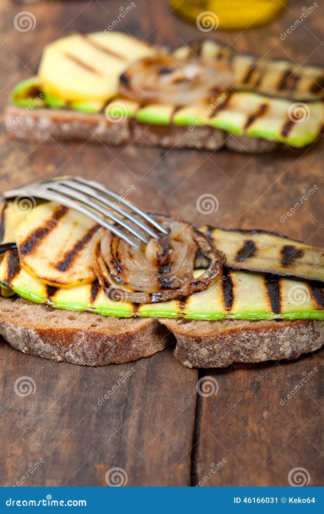 Grilled Vegetables on Bread Stock Image - Image of olive, onion: 46166031