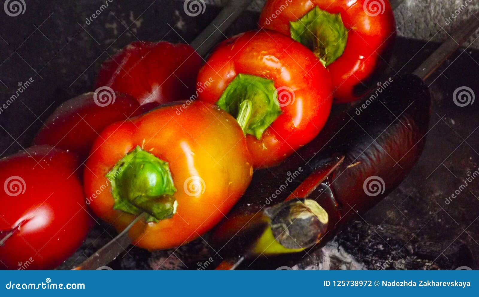 The grilled vegetables. stock photo. Image of grilling - 125738972
