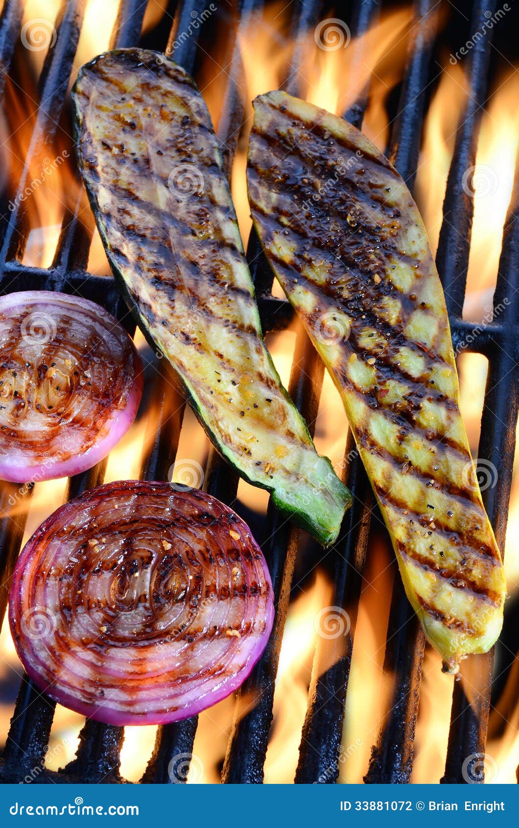 Grilled Vegetables Over Open Flame Stock Photo - Image of outdoors ...