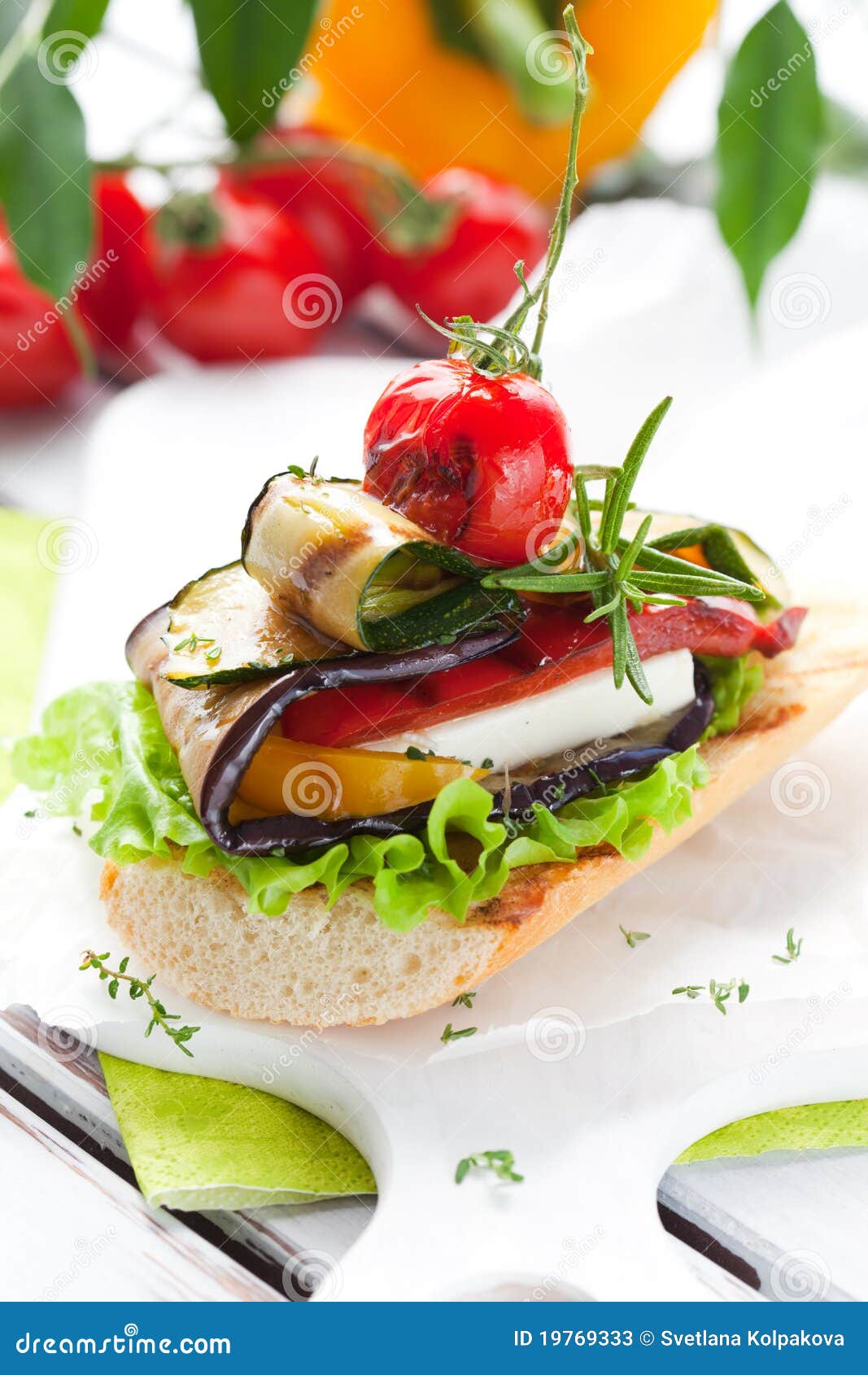 Grilled Vegetables on Toast Stock Image - Image of garnish, barbecue ...