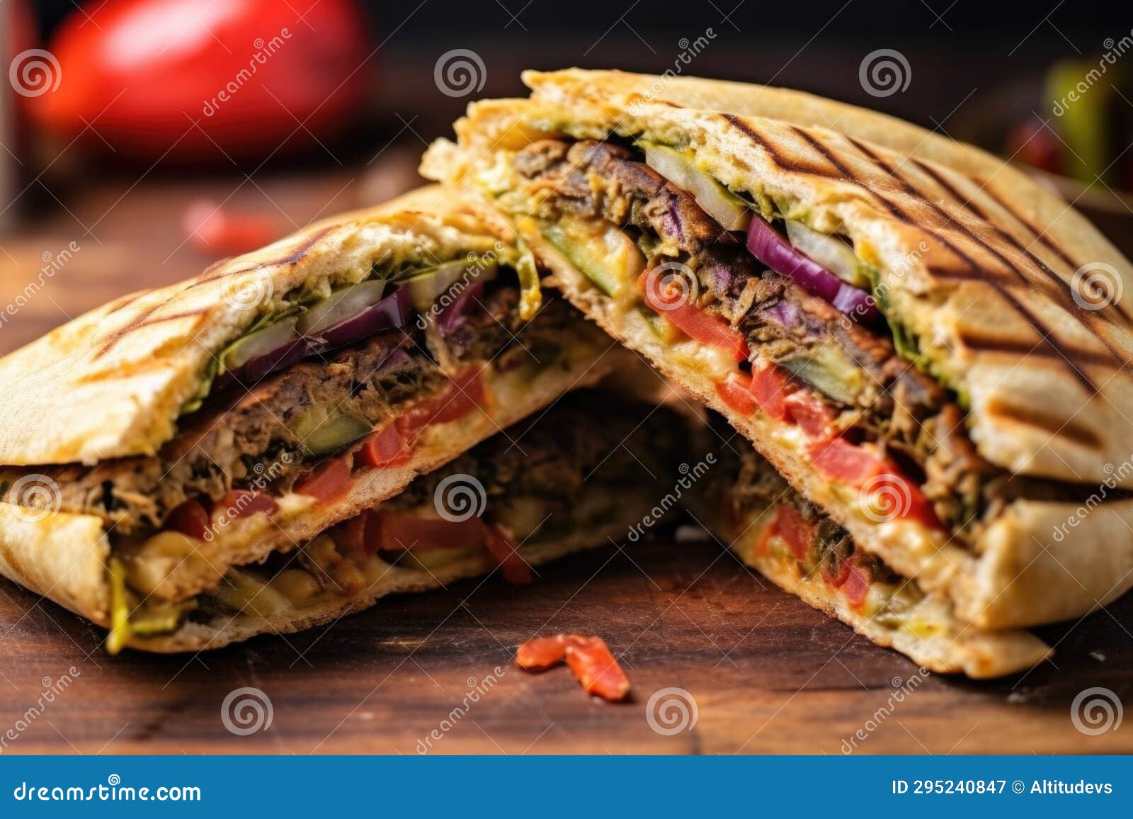 Grilled Veggie Burger Cut in Half, Revealing the Inside Stock Image ...