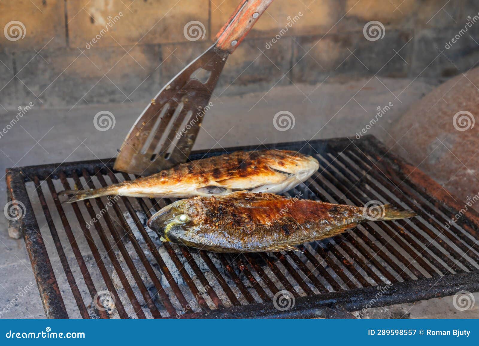 Grilled Whole Fish. Grill and Open Fire Stock Image - Image of meal ...
