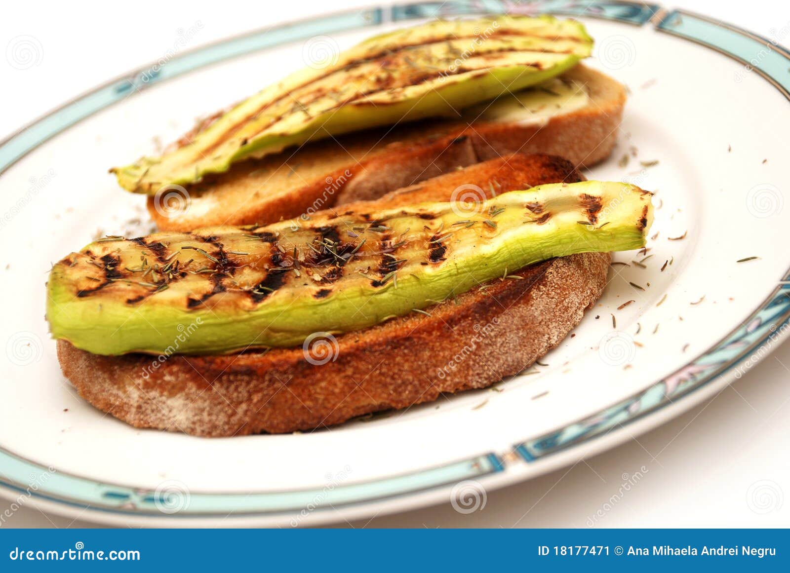Grilled Zucchini with Toast Bread Stock Image - Image of fresh, eastern ...