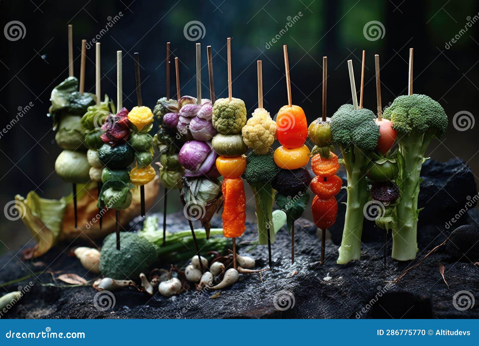 Grilling Assorted Vegetables on Skewers Stock Photo - Image of assorted ...