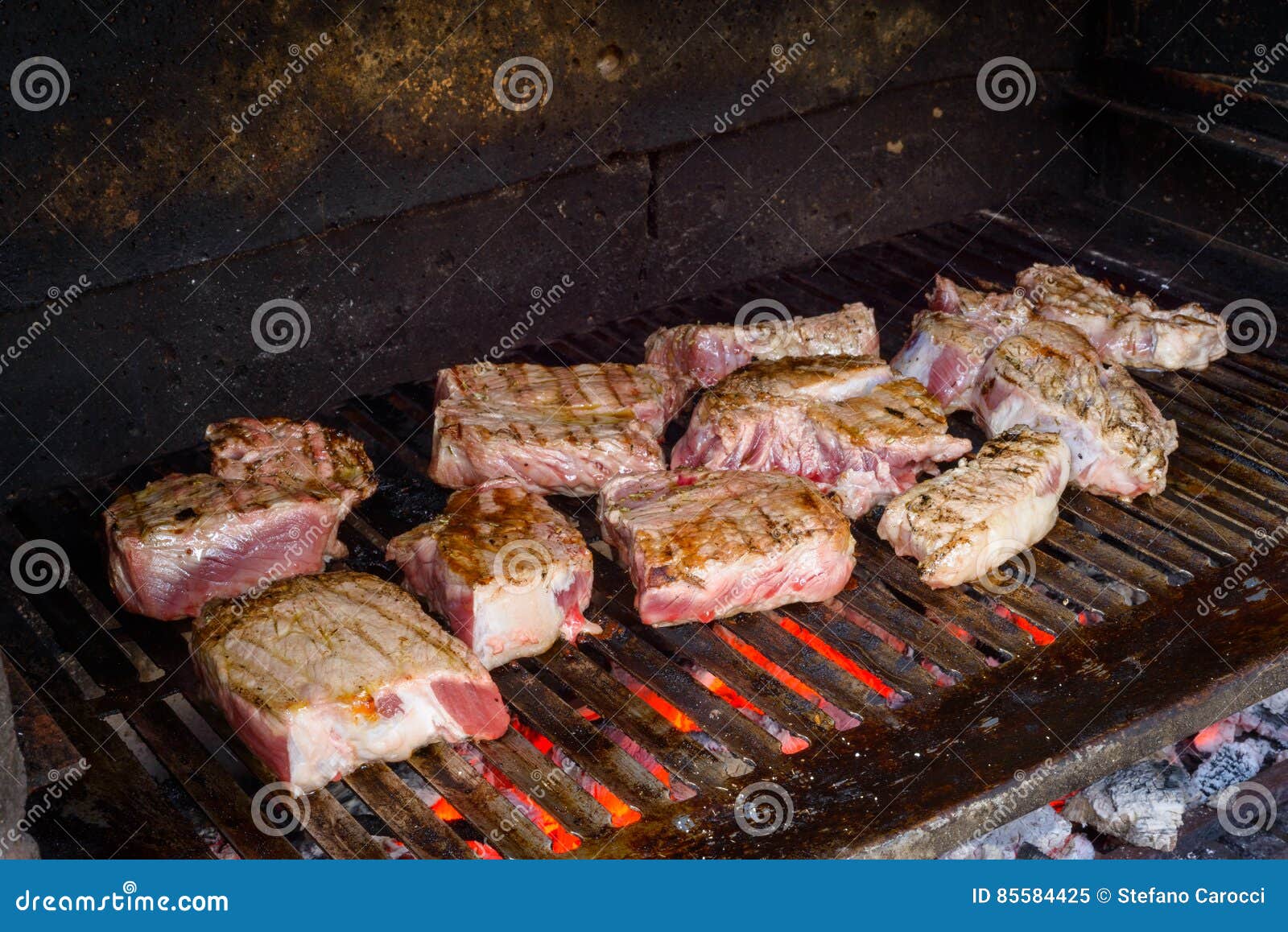 Grilling beef meat stock image. Image of preparation - 85584425