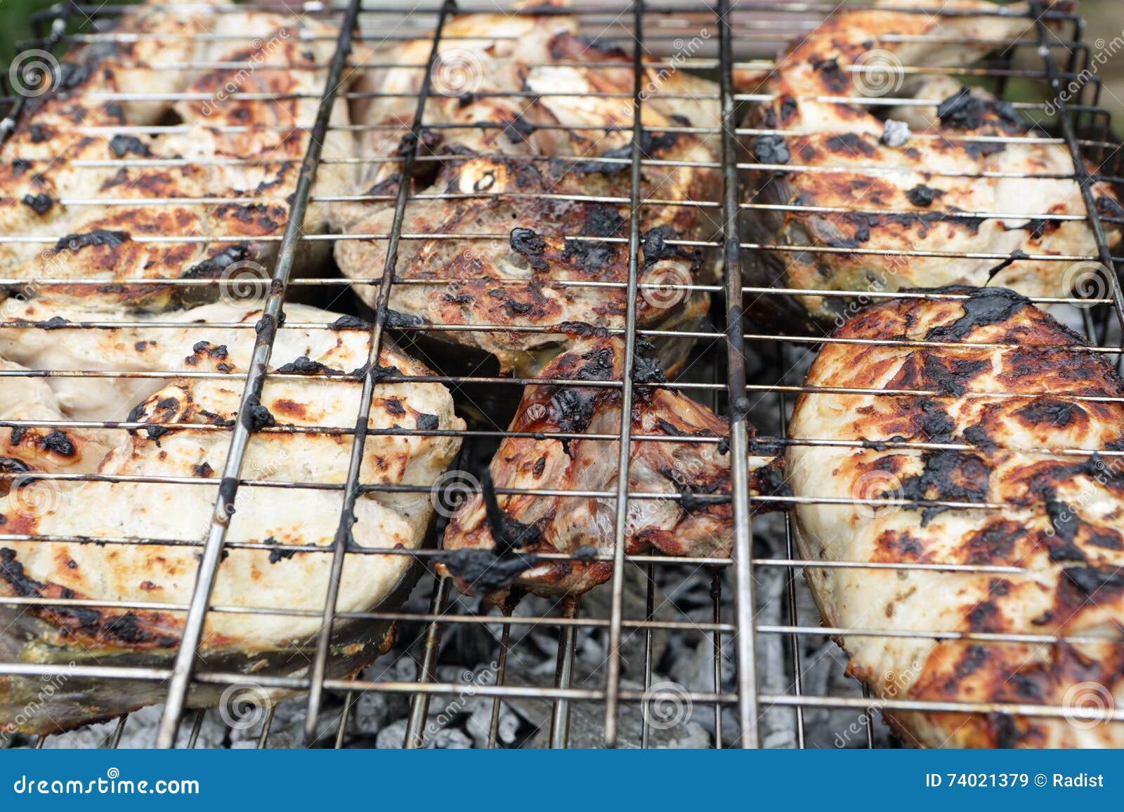 Grilling catfish slices stock image. Image of dinner - 74021379