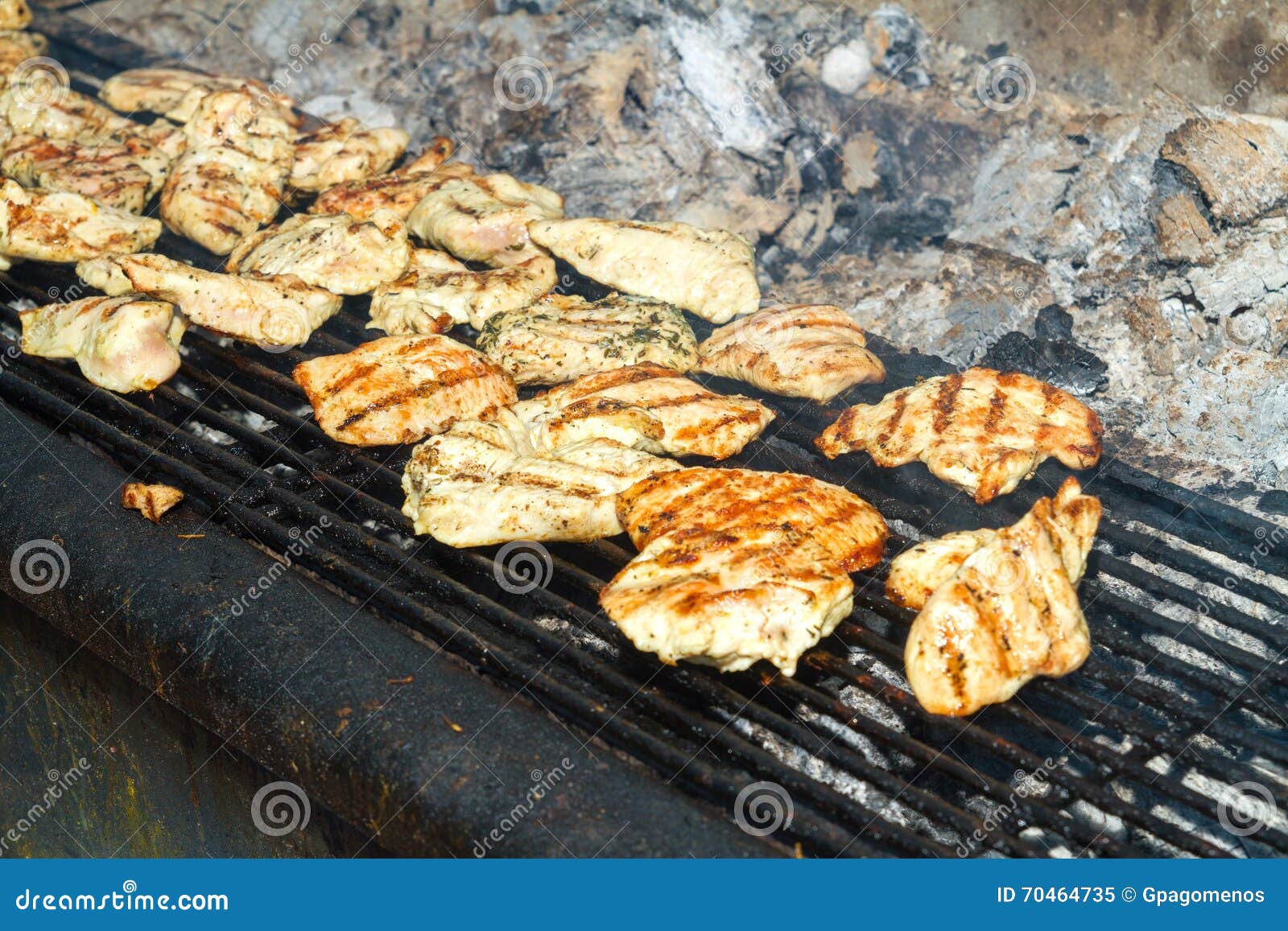 Grilling Chicken Breast on a Coal Grill Stock Image - Image of outdoor ...