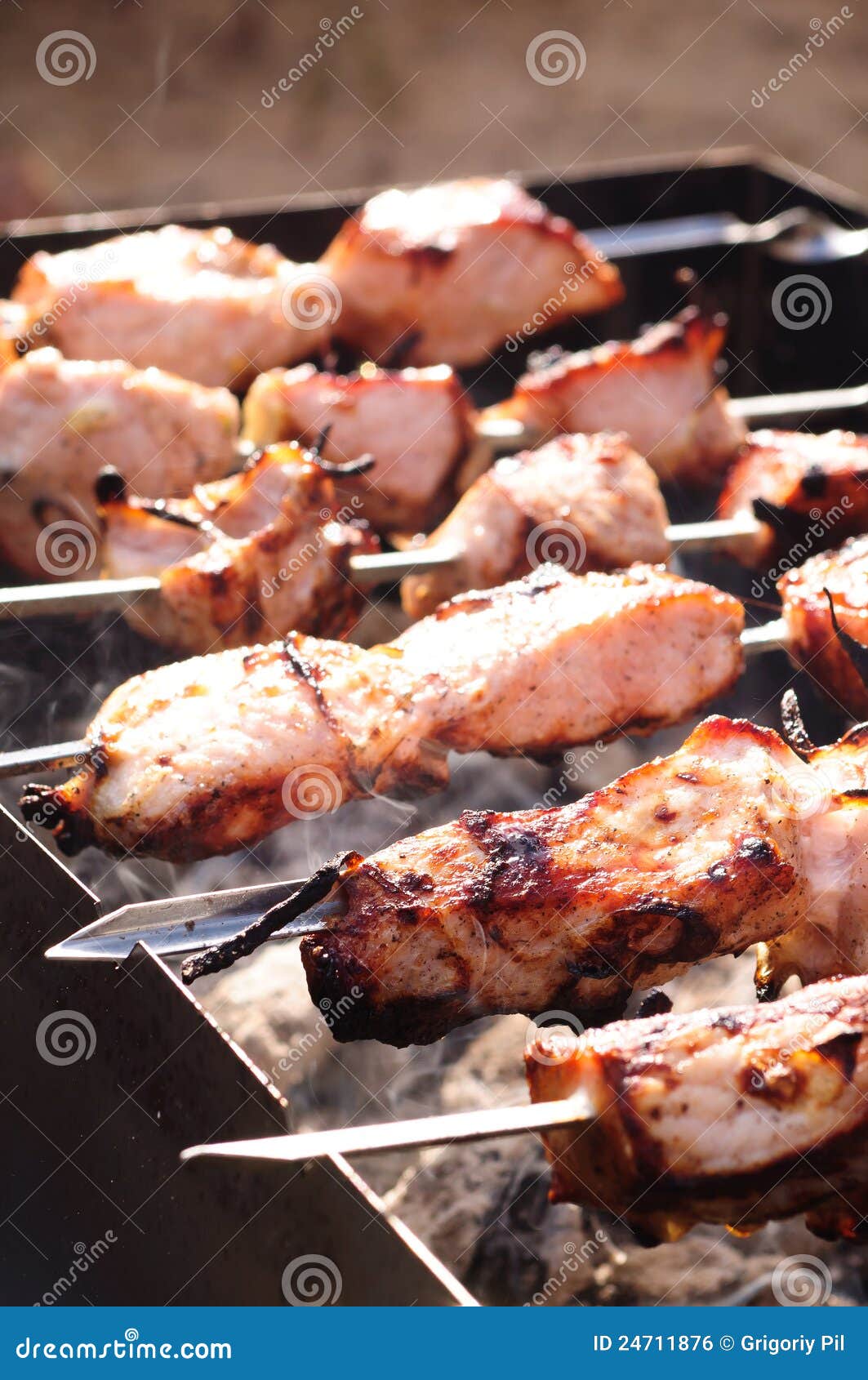 Grilling meat. stock photo. Image of flame, appetizing - 24711876