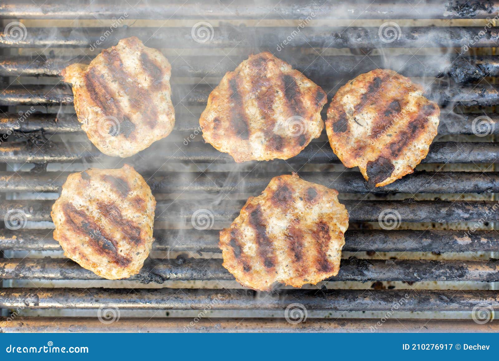 Grilling Meat Balls on Grill. Top Down View Stock Image - Image of ...
