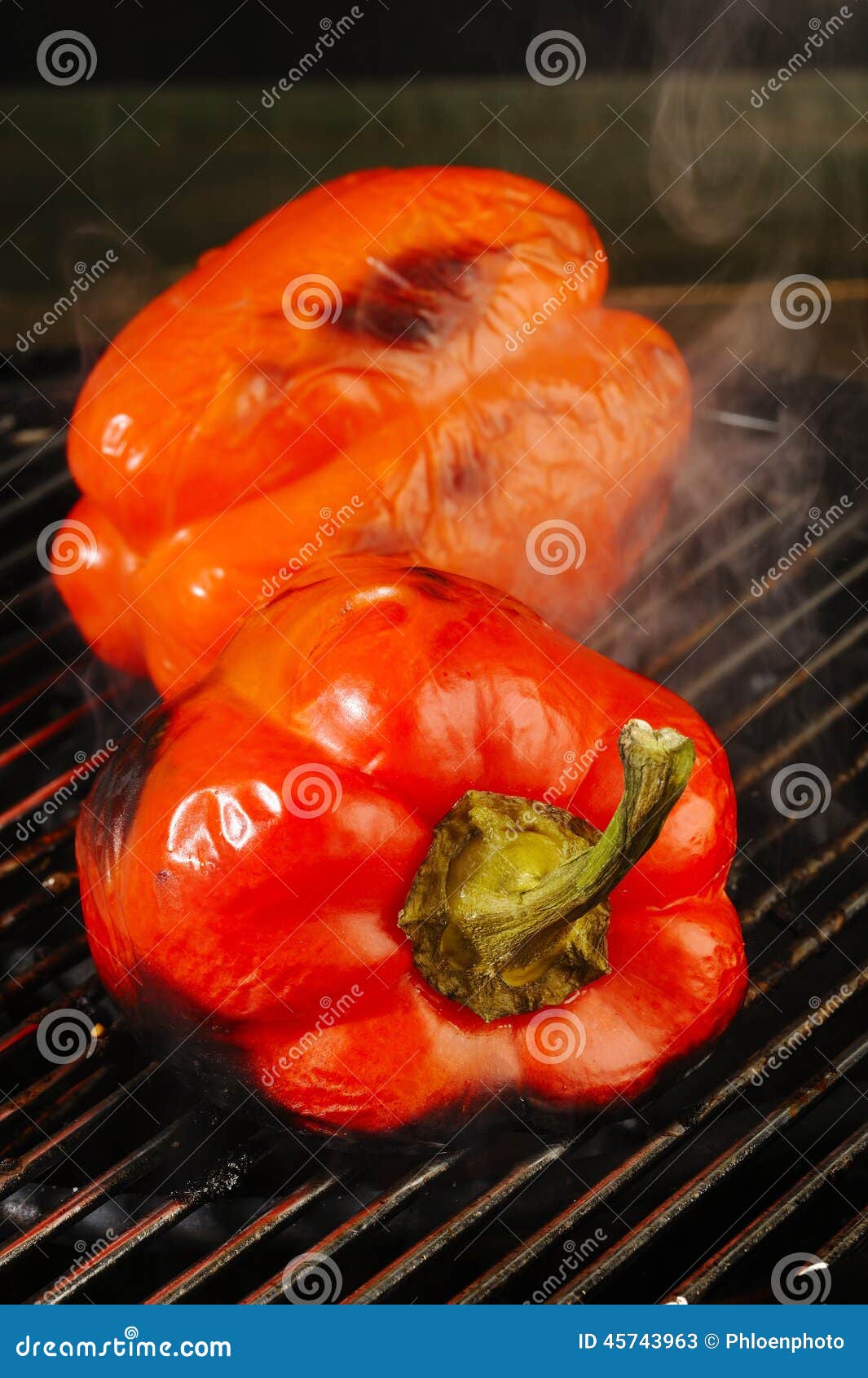 Grilling red peppers stock image. Image of pepper, food - 45743963