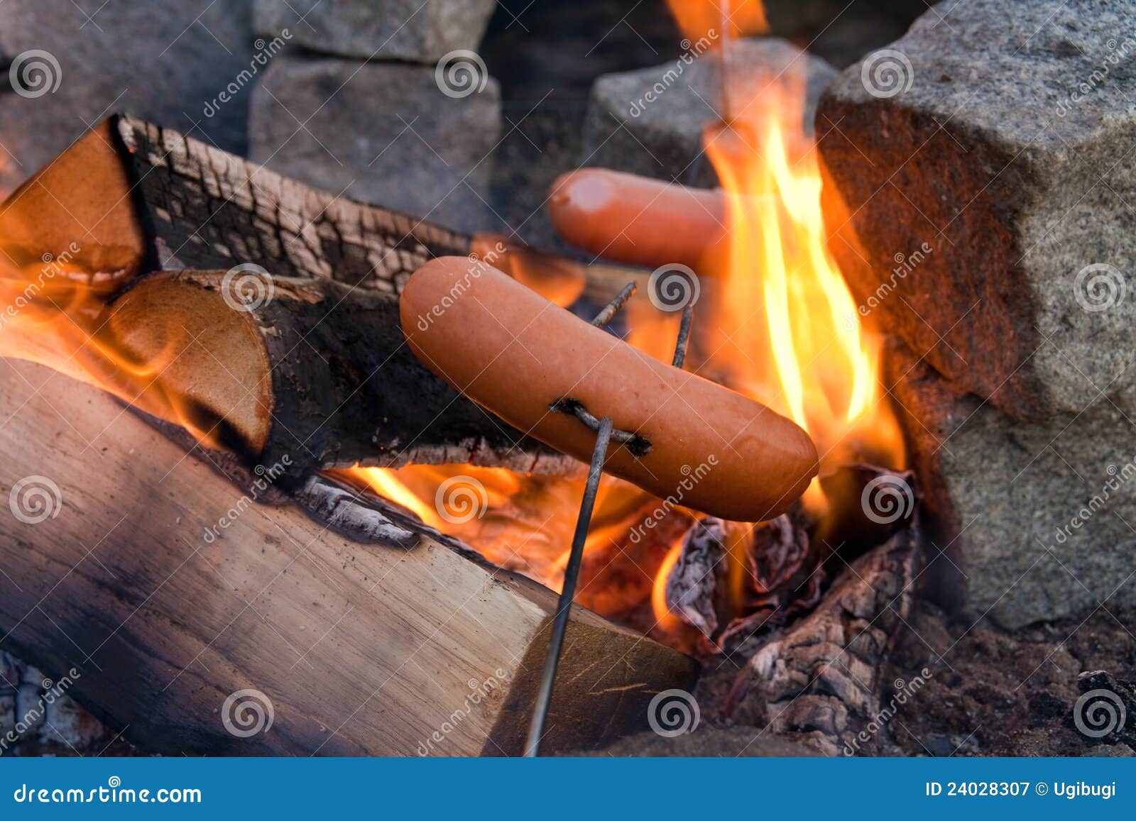 Grilling sausage stock image. Image of sausages, flame - 24028307