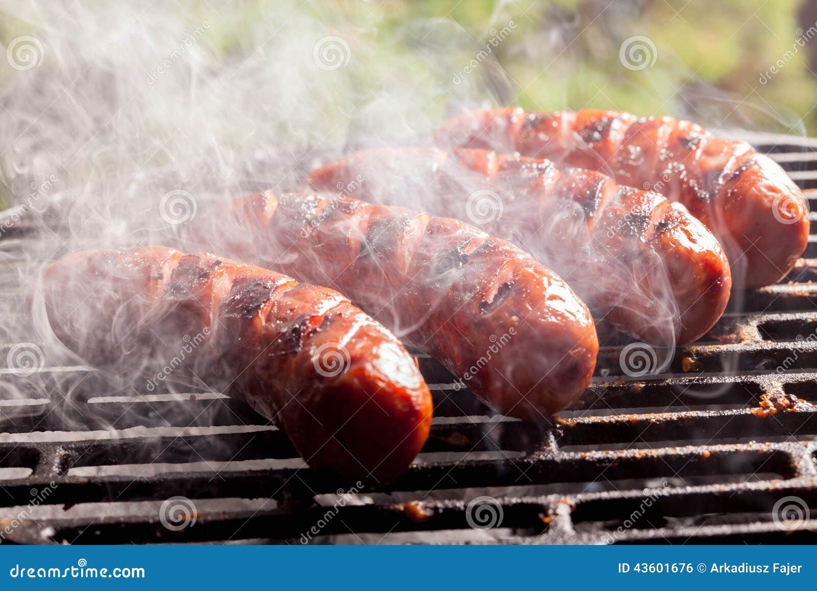 Grilling sausages. stock photo. Image of cooking, grilling - 43601676