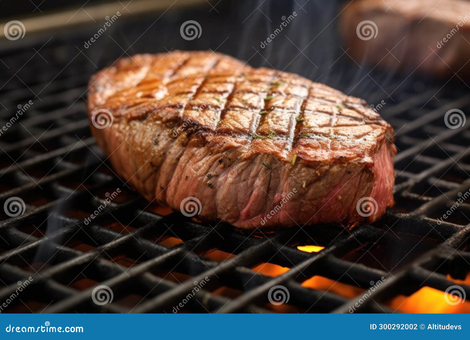 Grilling Steak Flipped To Reveal Crosshatch Marks Stock Illustration ...