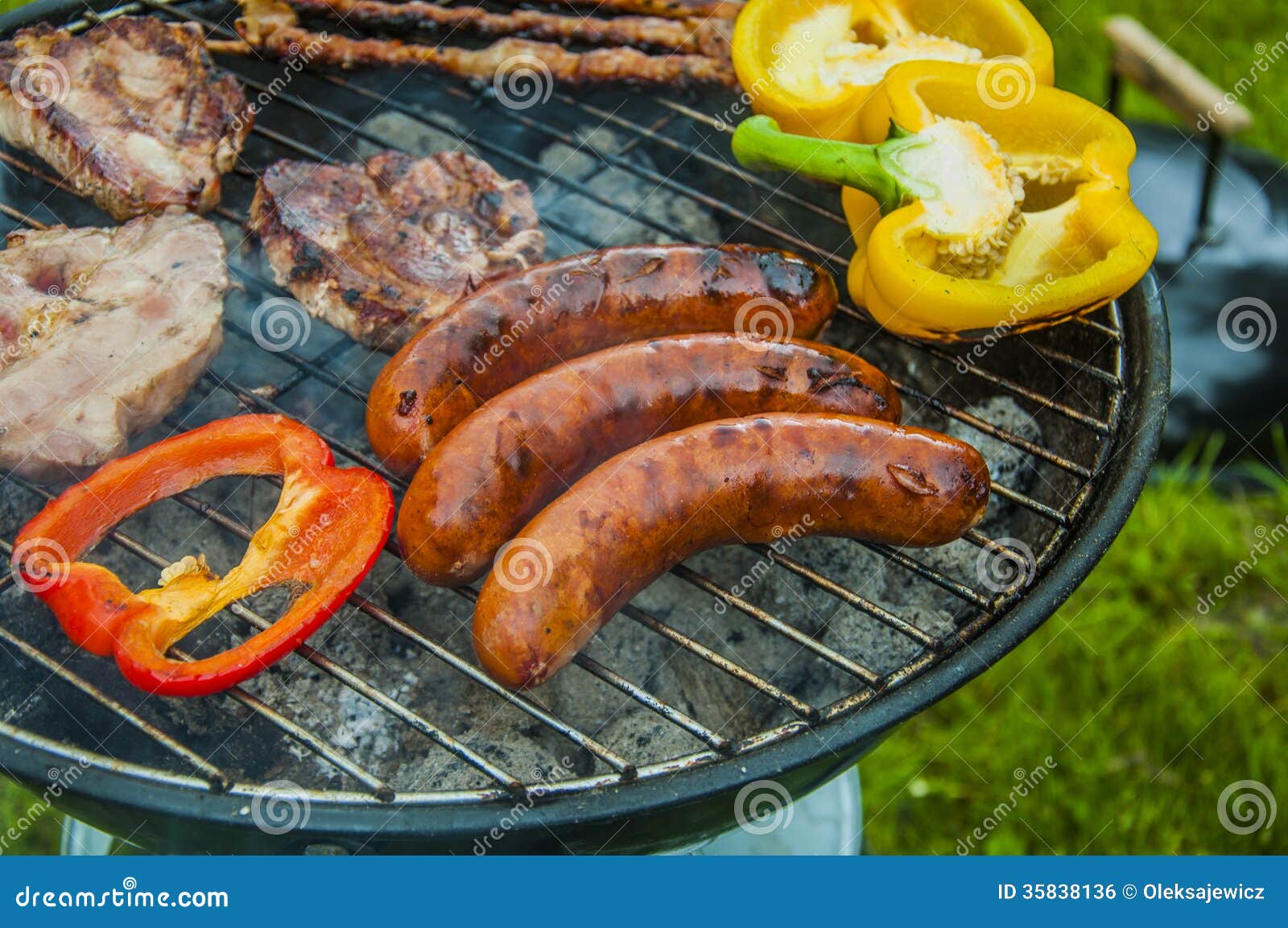 Grilling Theme with Barbecue Stuff Stock Photo - Image of beef, corn ...