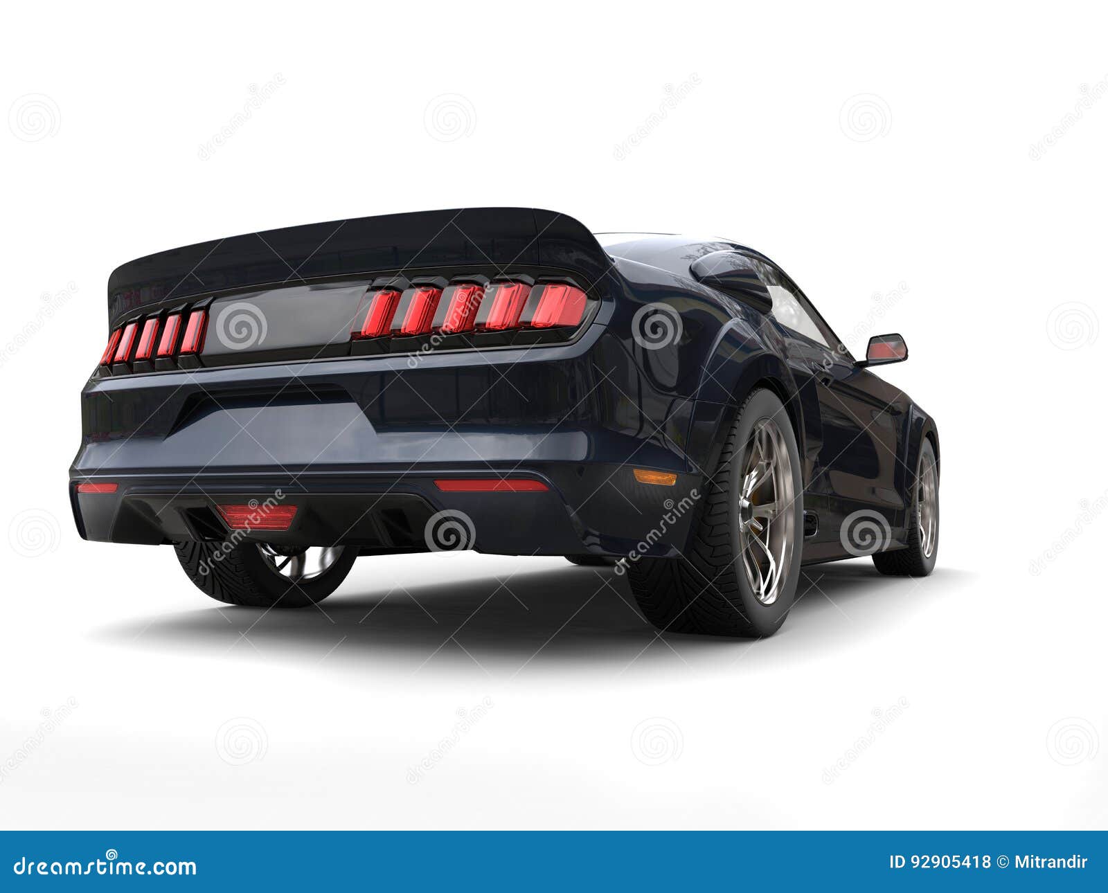 Grim Blue Urban Muscle Car - Back View Stock Illustration ...