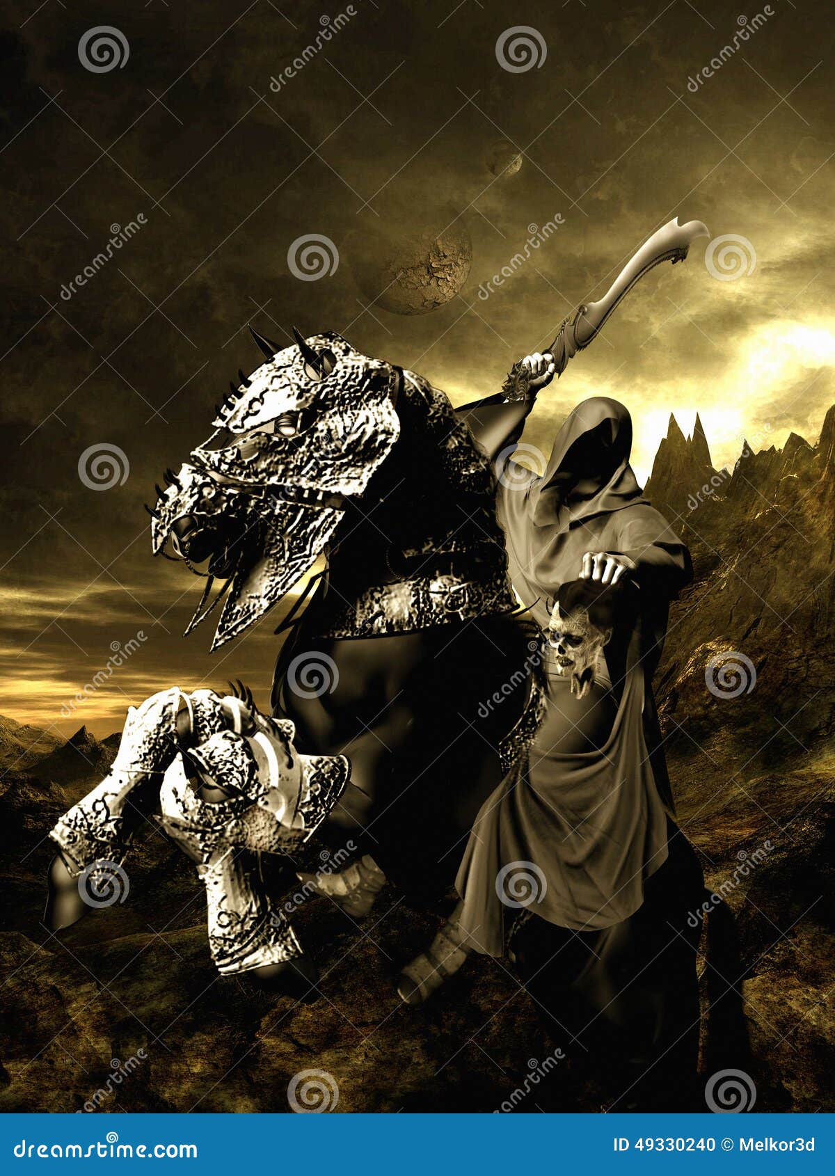 Grim Horse Rider Royalty-Free Stock Image | CartoonDealer.com #49330240