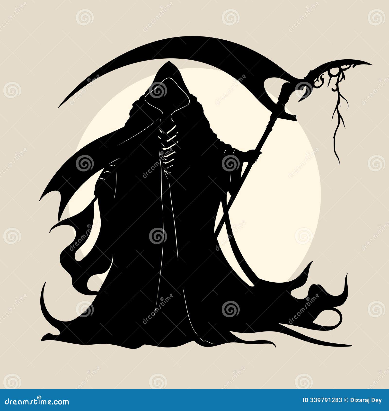 Mysterious Grim Reaper Illustration - a Haunting Moonlit Encounter ...