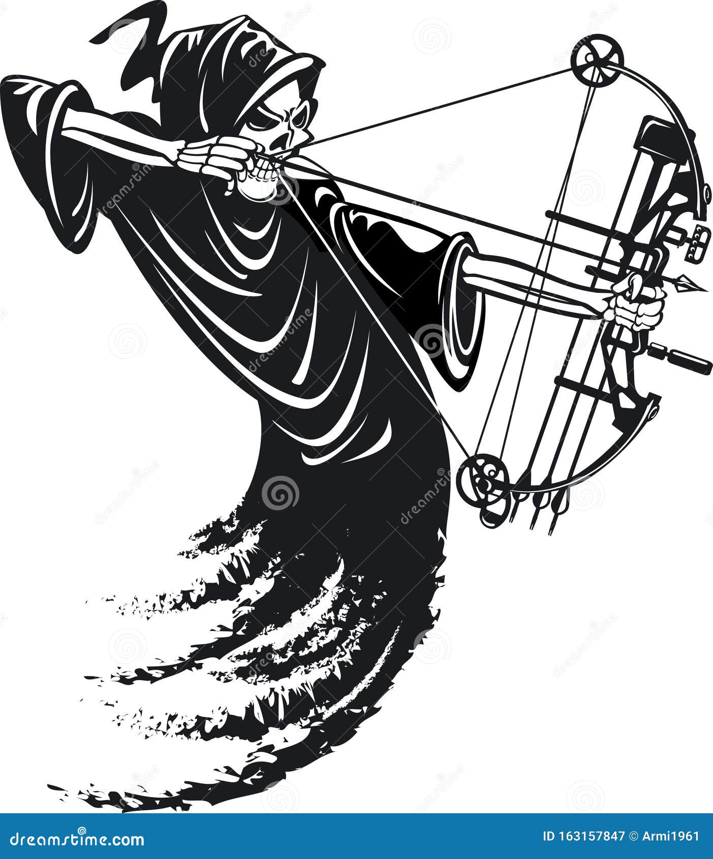Grim reaper bow hunting stock vector. Illustration of archery - 163157847