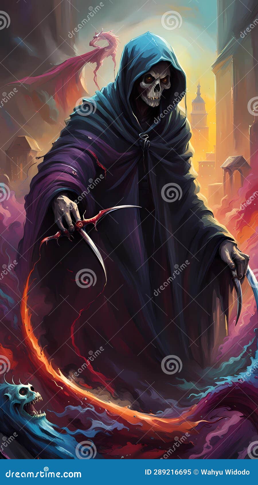 Grim Reaper Cartoon Character Illustration AI Generated Stock ...