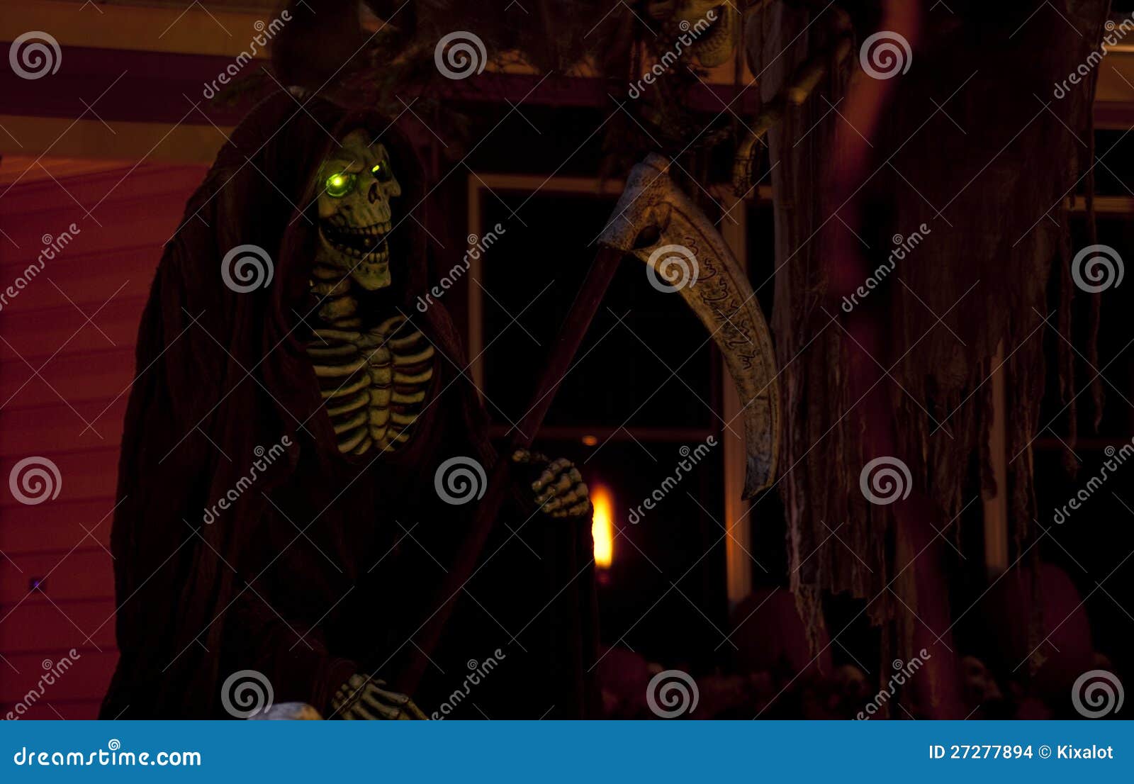 Grim Reaper with Glowing Green Eyes Stock Photo - Image of dead ...
