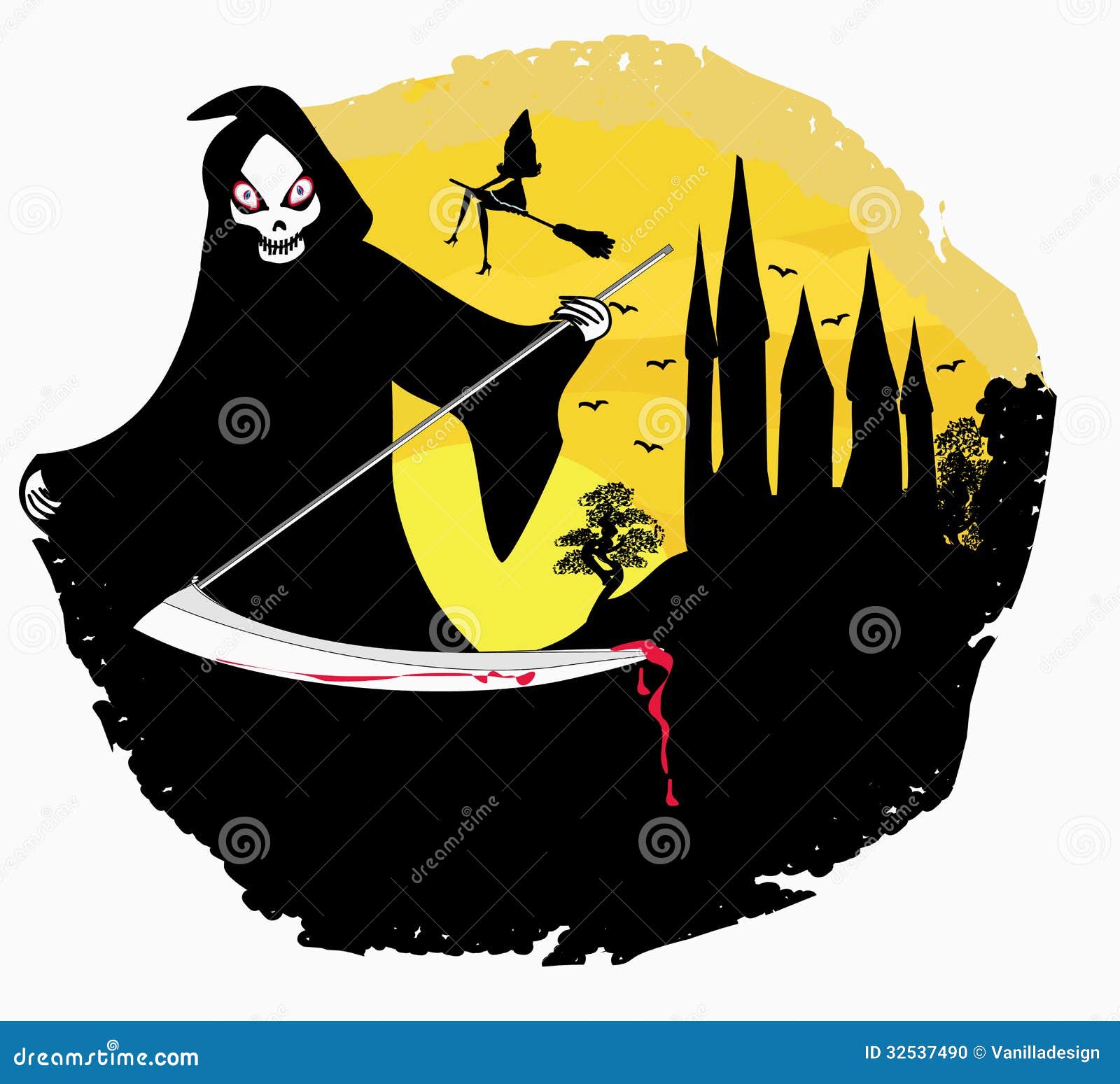 Grim reaper illustration stock vector. Illustration of drawing - 32537490